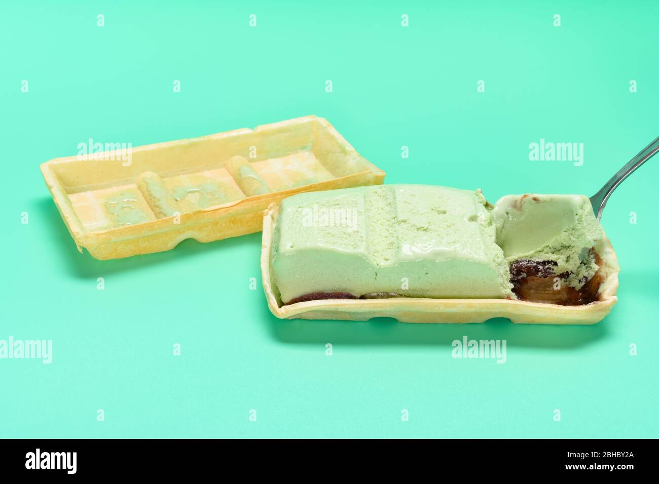 eating ice cream blocks with wafer outside Stock Photo - Alamy