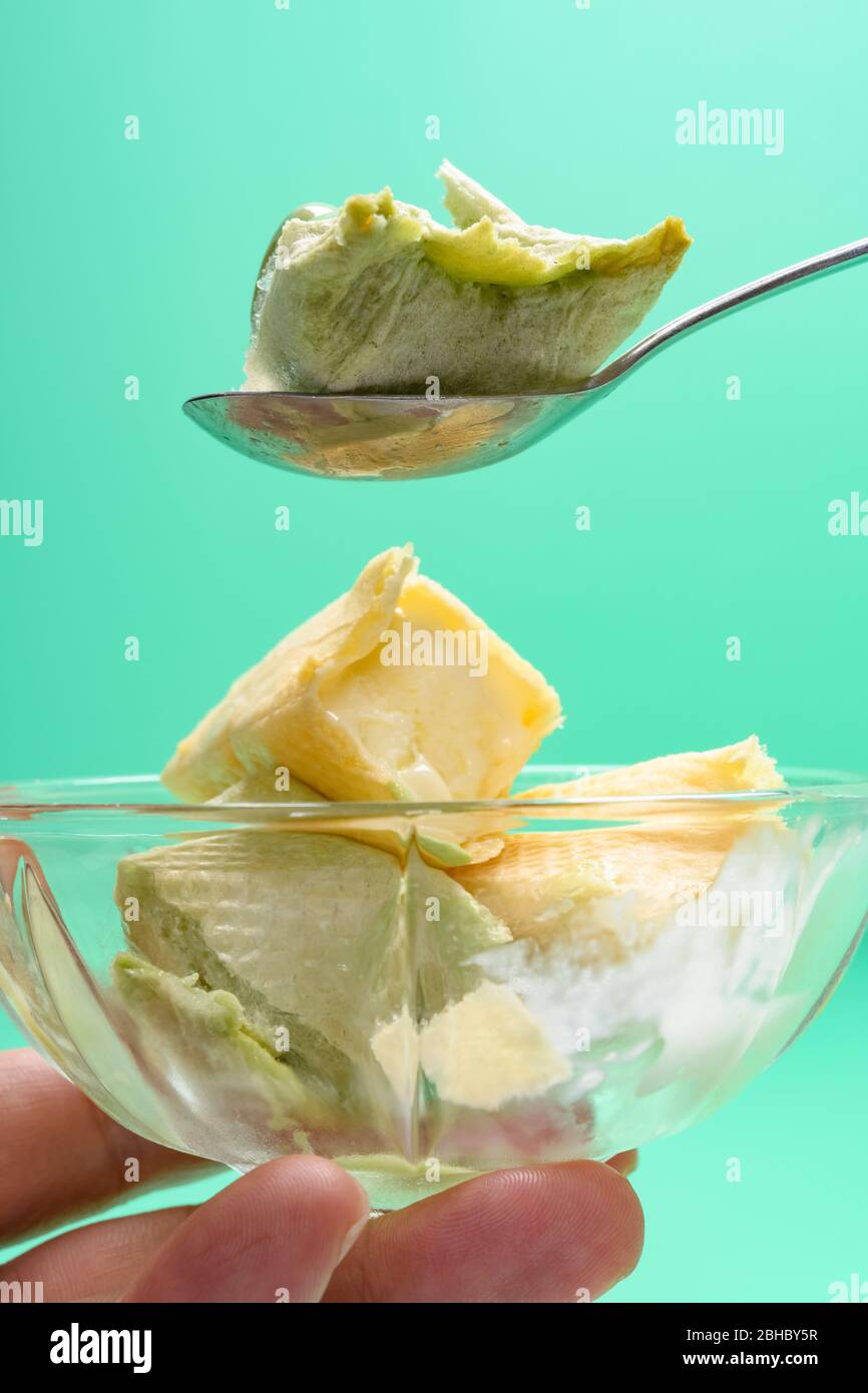 eating ice cream blocks with wafer outside Stock Photo - Alamy