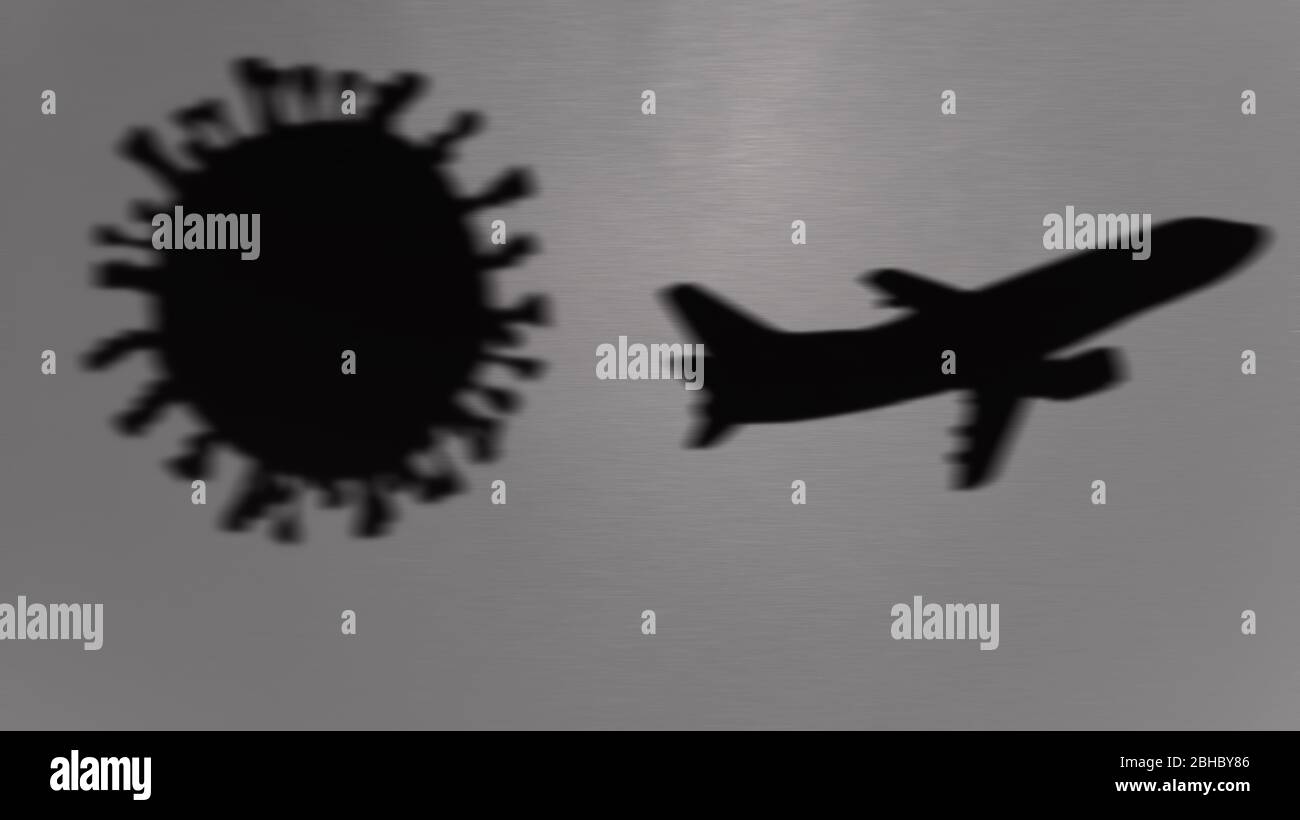 shadow of the coronavirus chasing a flying airplane Stock Photo - Alamy
