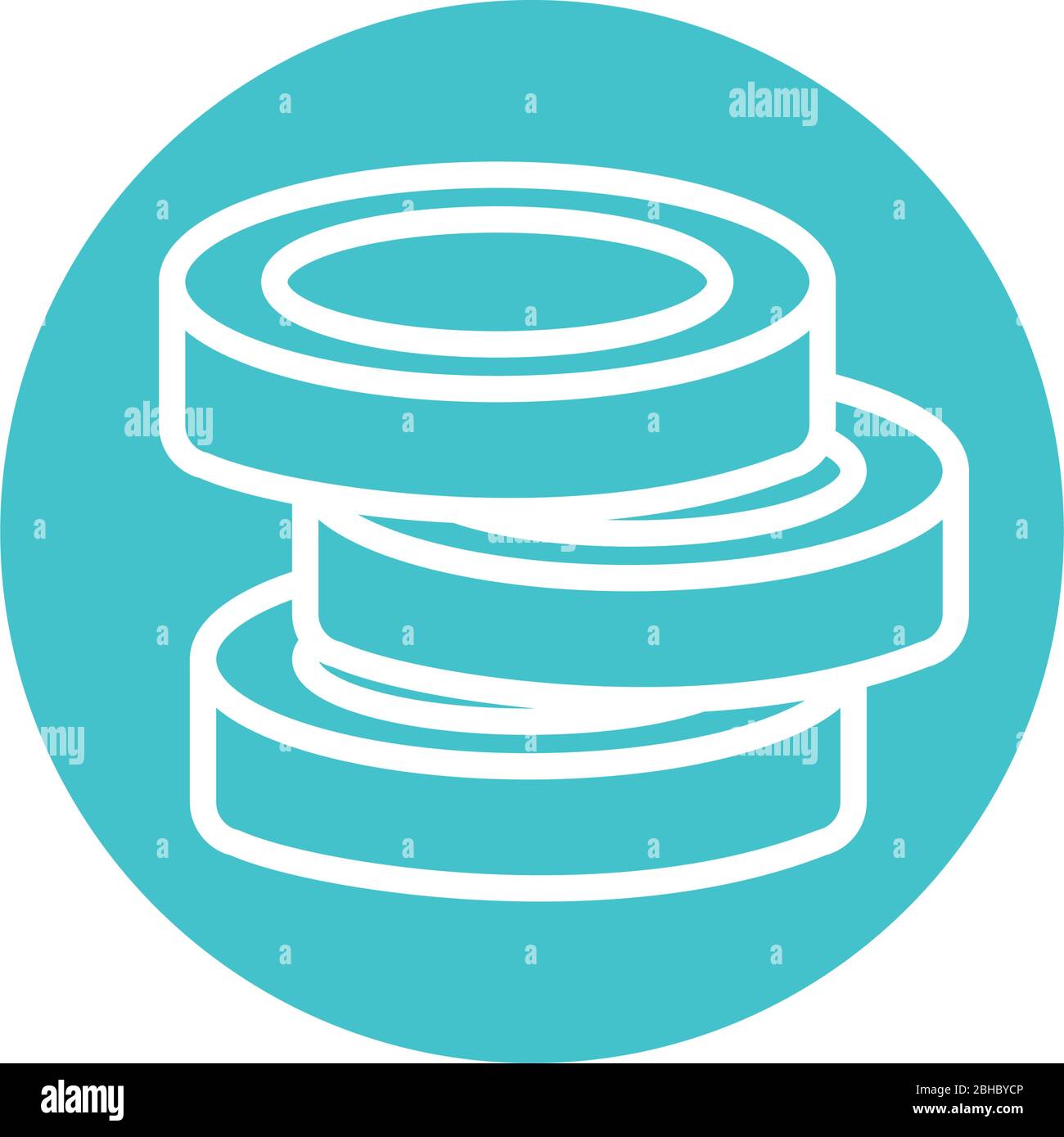 money coins icon over white background, block line style, vector ...