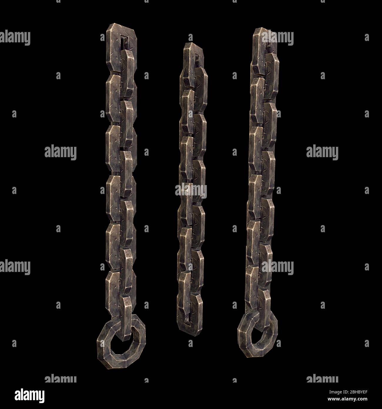 3D render- vintage iron chain isolated on black Stock Photo - Alamy