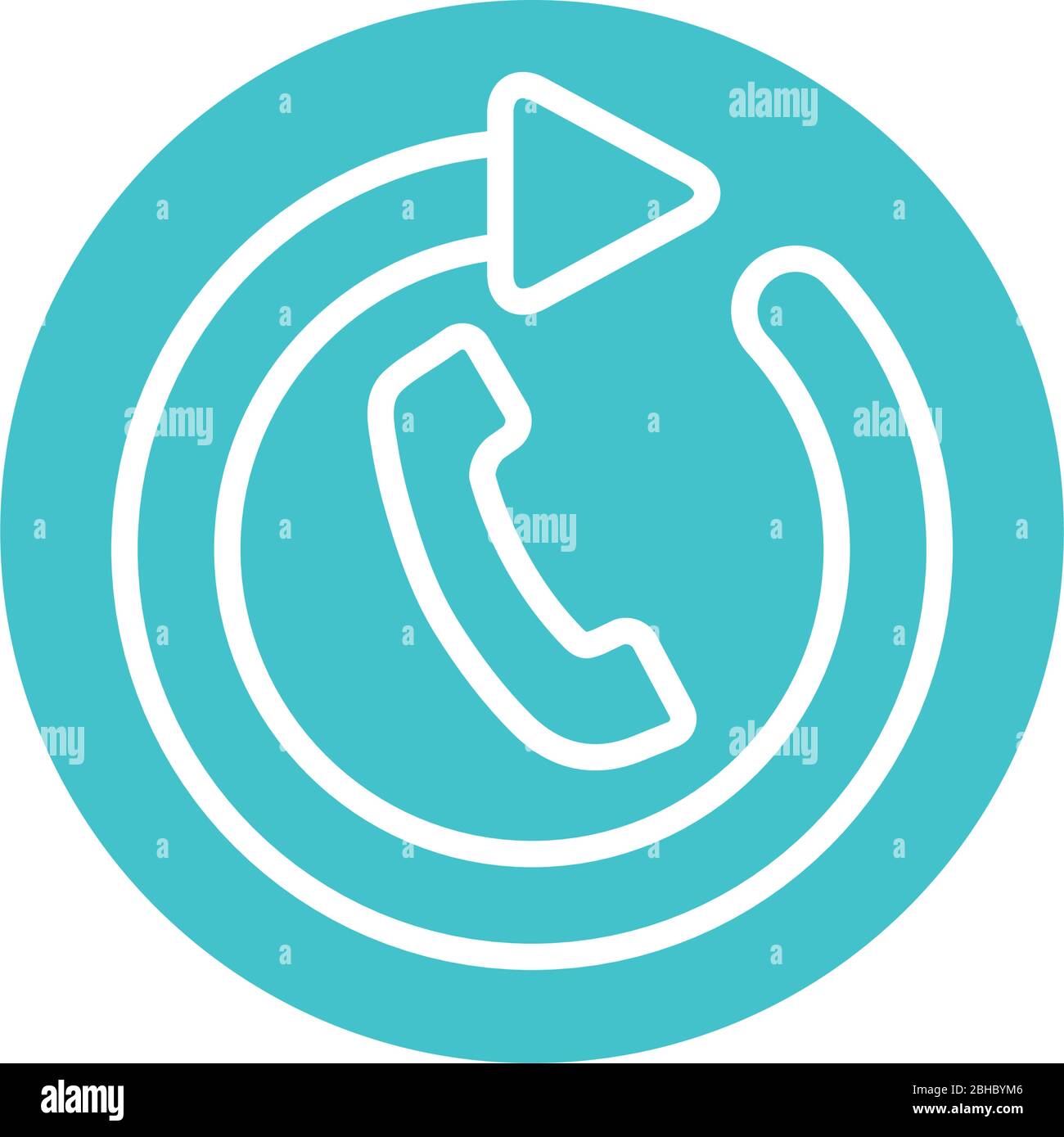 sync arrow and phone icon over white background, block line style ...