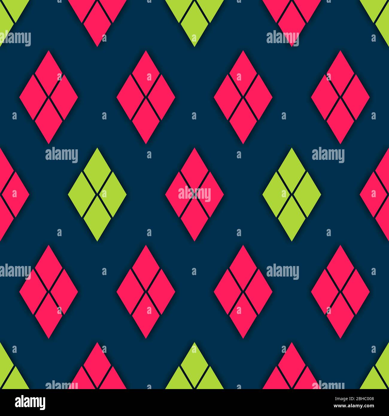 illustration of seamless diamond pattern with pink and green colors on ...