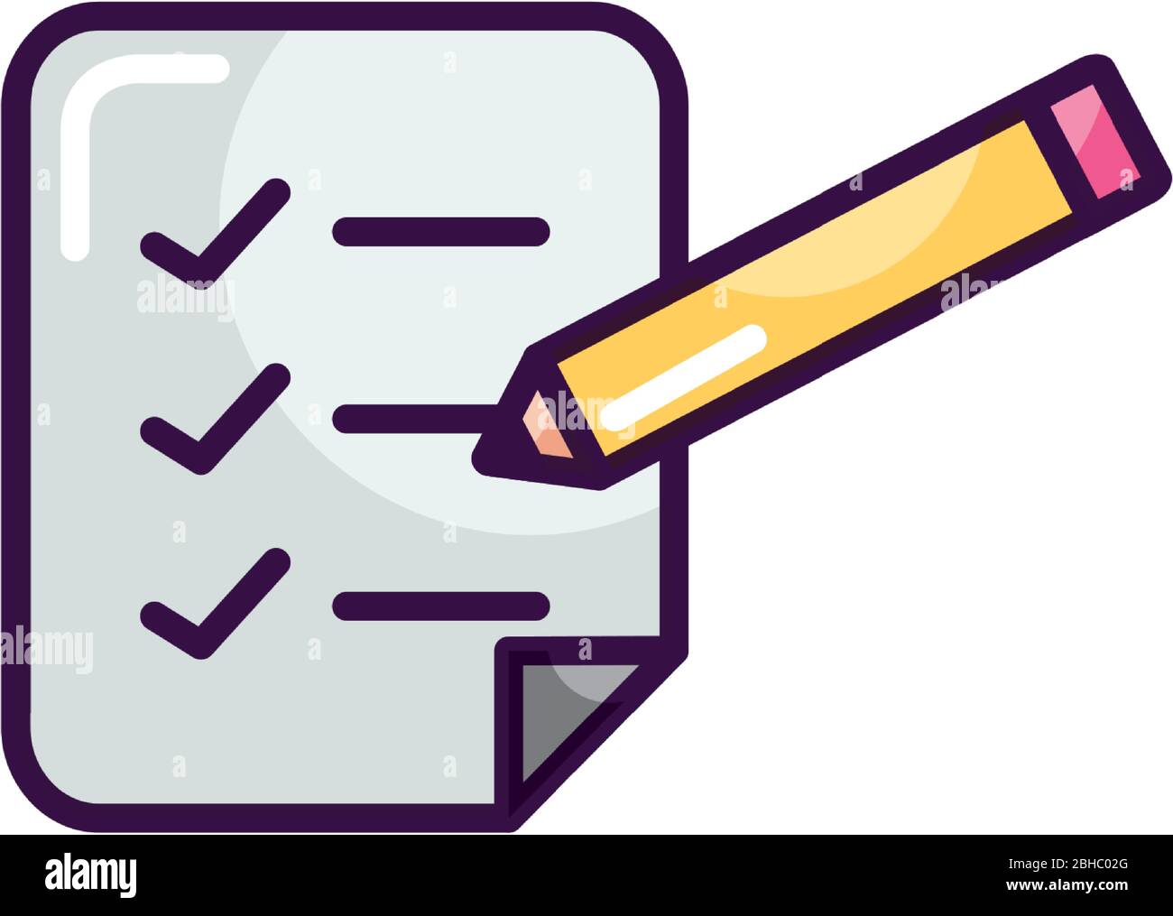 pencil and checklist icon over white background, line block style ...