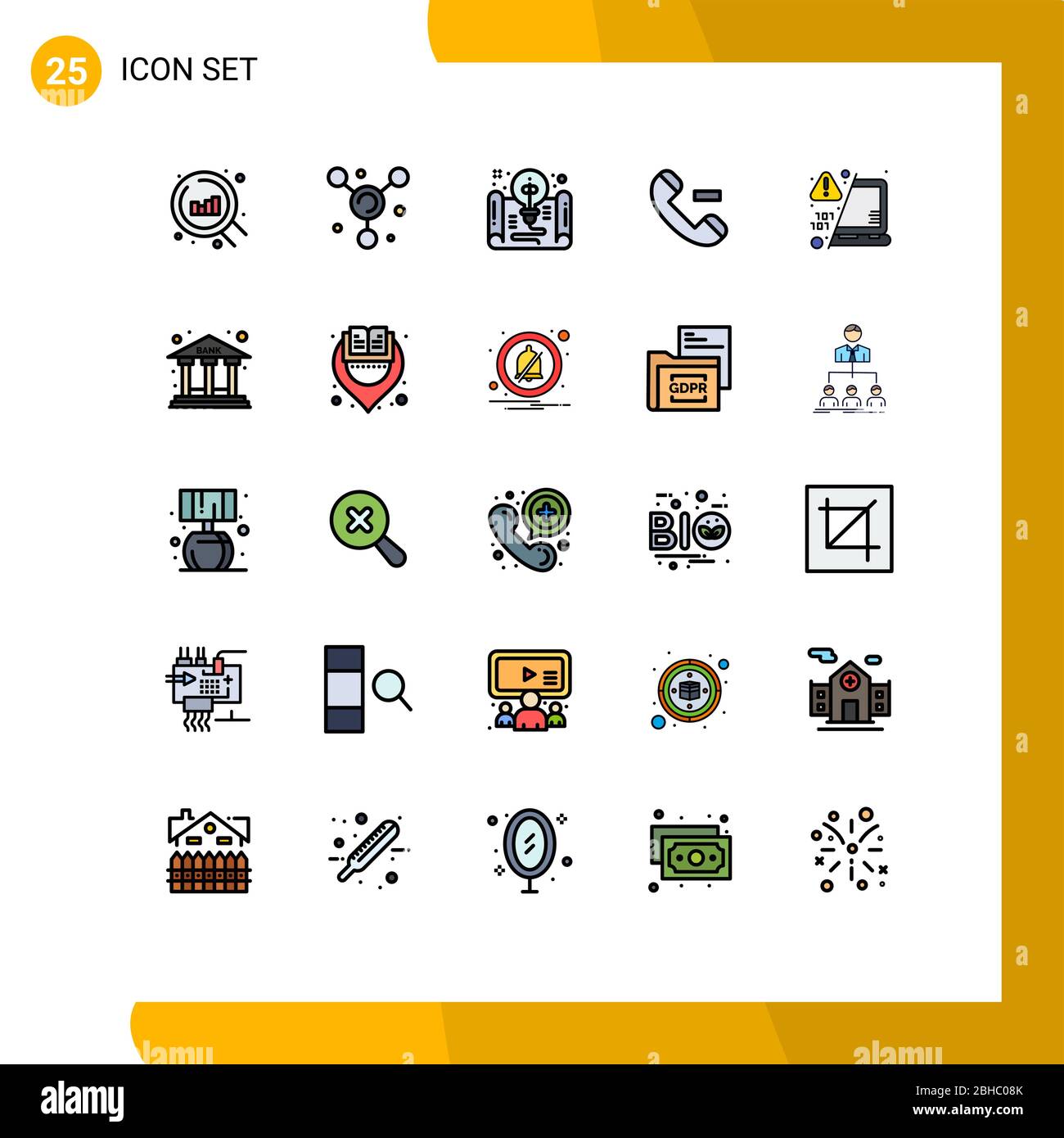 25 User Interface Filled line Flat Color Pack of modern Signs and ...