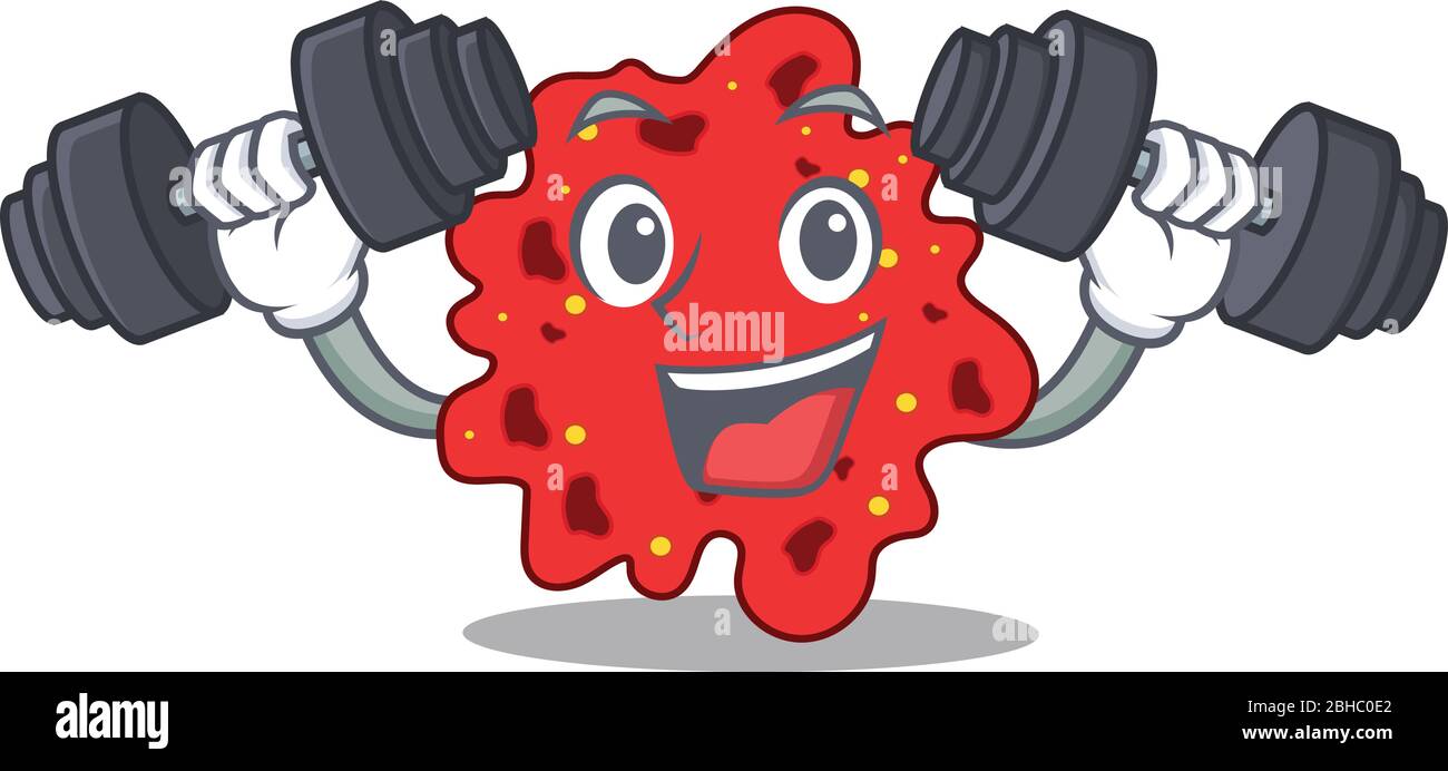Mascot design of smiling Fitness exercise streptococcus pneumoniae lift ...