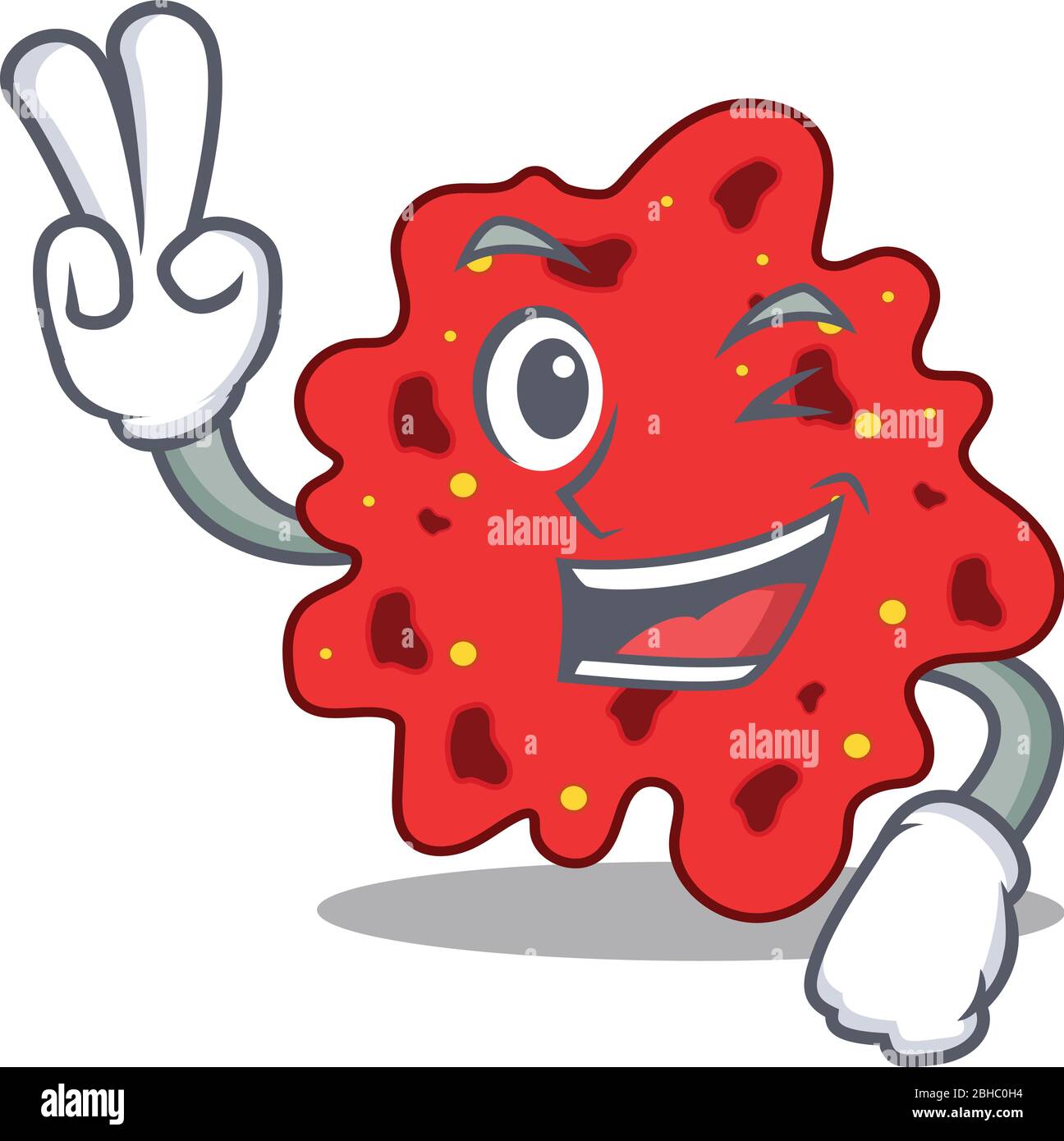 Happy streptococcus pneumoniae cartoon design concept with two fingers ...