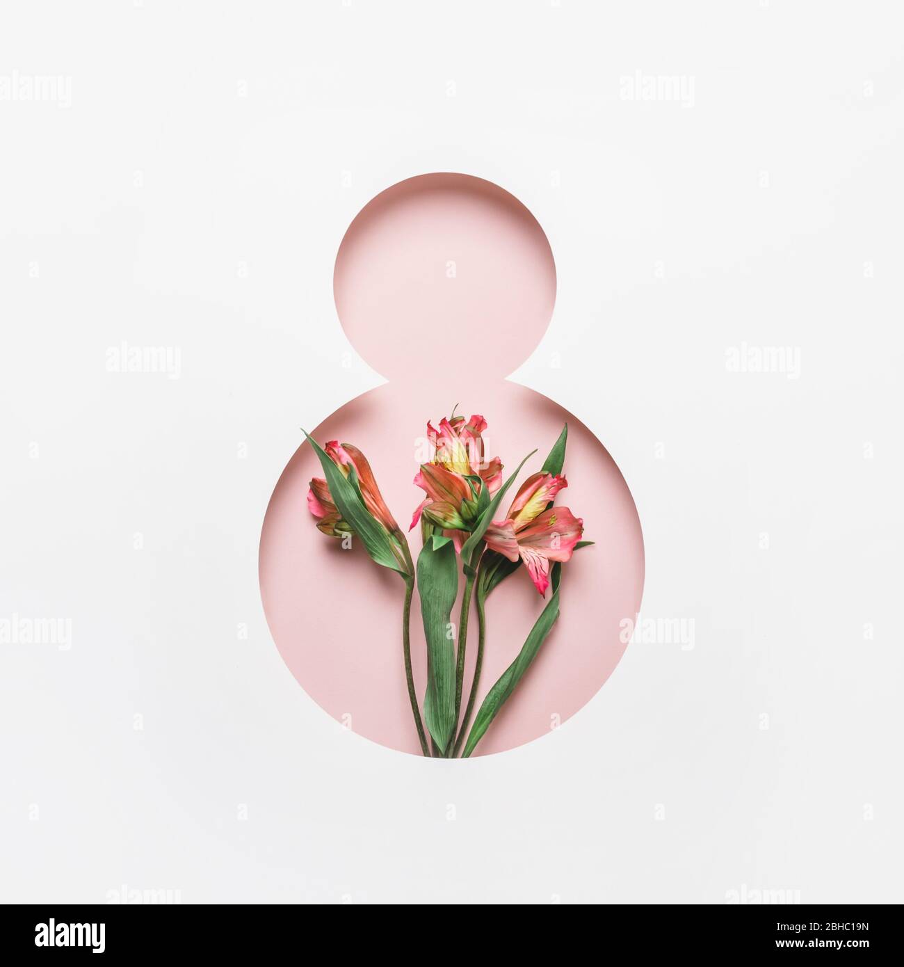 Greeting Card International Women's Day on March 8th. Number 8 hole and ...