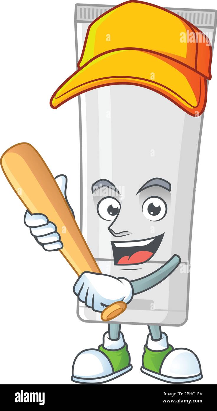 White plastic tube cartoon design concept of hold baseball stick Stock ...