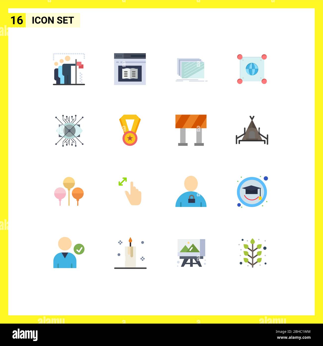 Flat Color Pack of 16 Universal Symbols of global, textures, learning ...