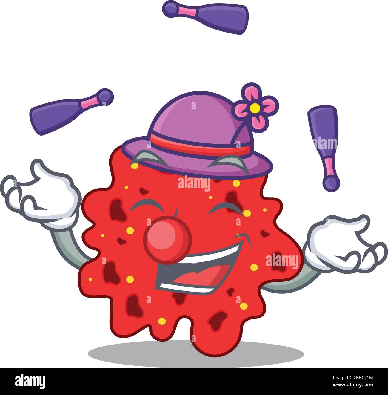 An attractive streptococcus pneumoniae cartoon design style playing ...