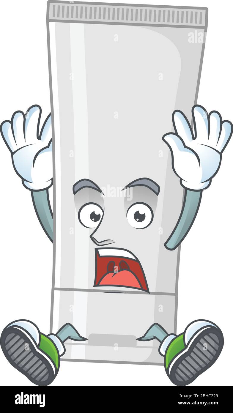 White plastic tube cartoon character design showing shocking gesture ...