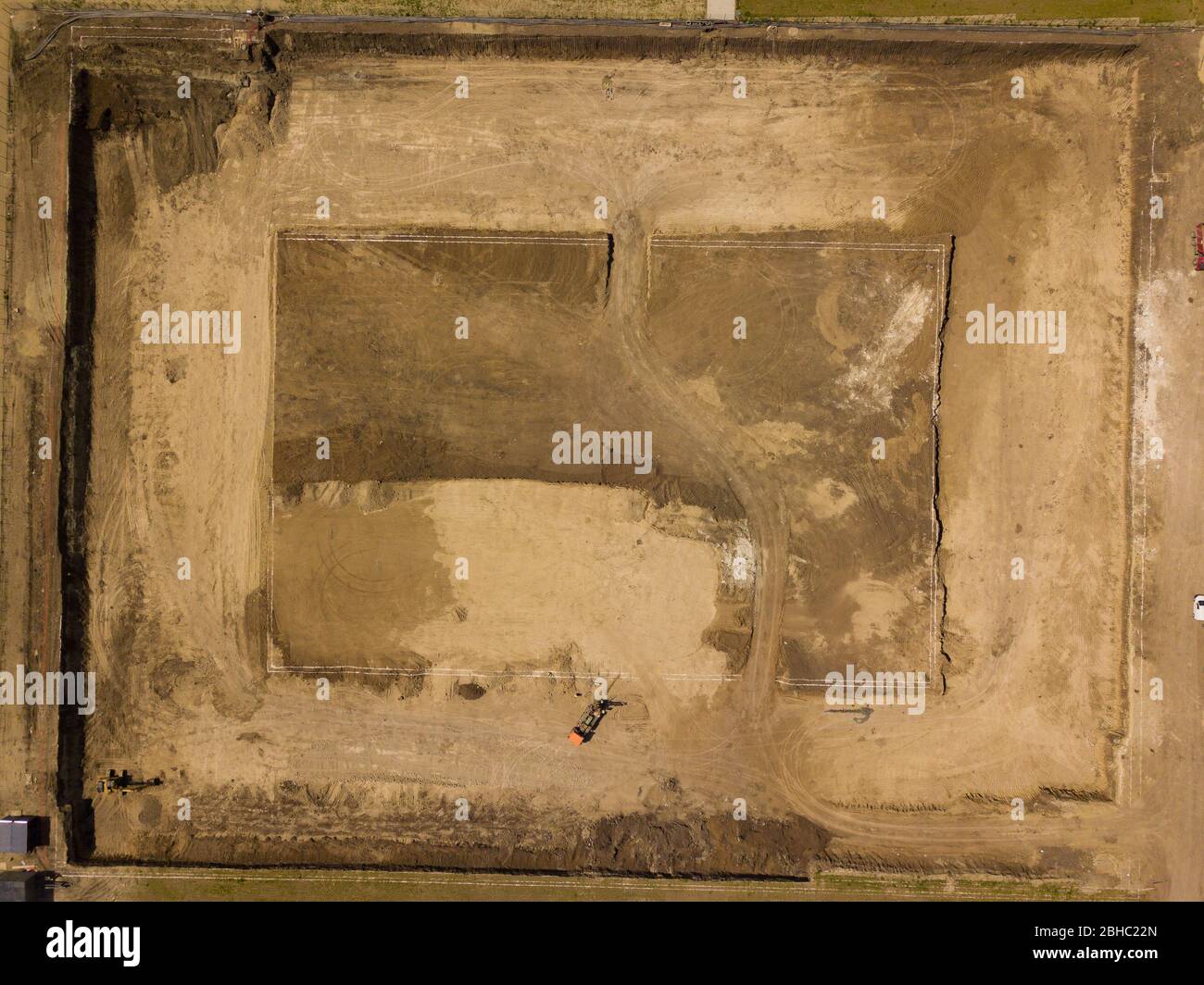 The foundation pit for the building in the courtyard of a high-rise ...