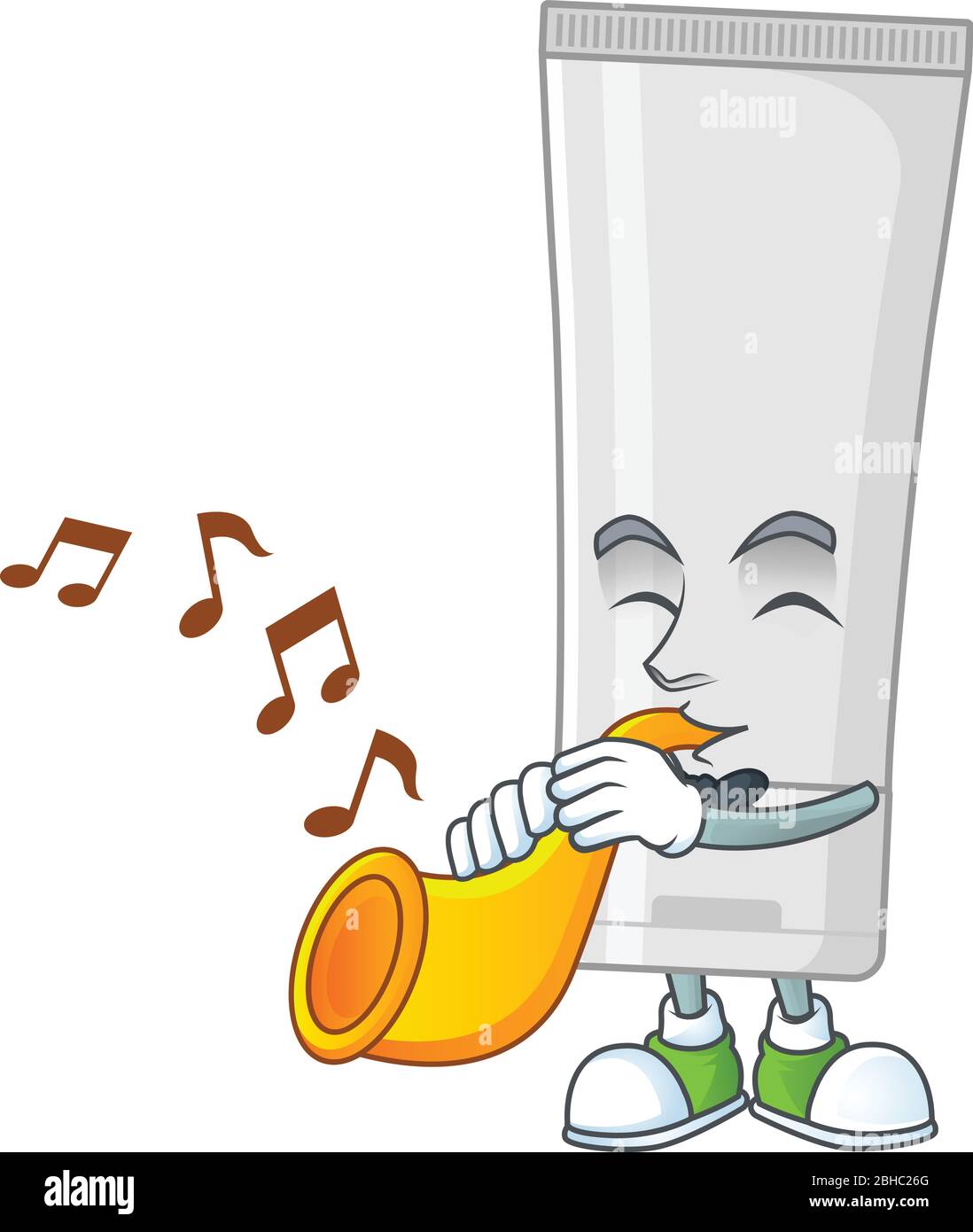 A brilliant musician of white plastic tube cartoon character playing a ...