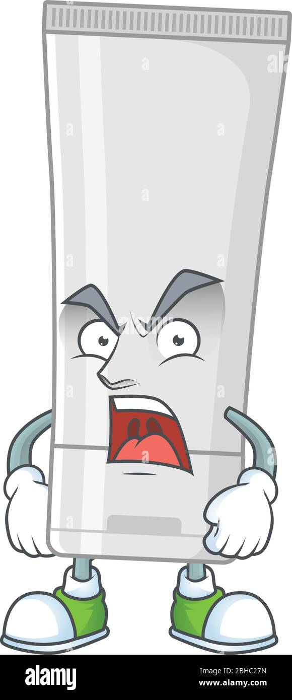 White plastic tube cartoon character design with mad face Stock Vector ...
