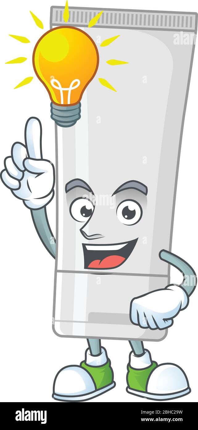 A genius white plastic tube mascot character design have an idea Stock ...