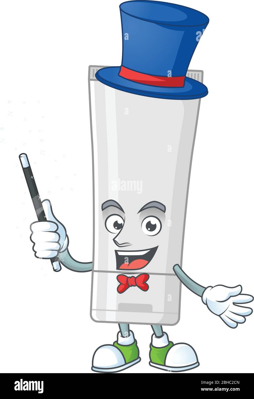 Talented white plastic tube Magician cartoon design style Stock Vector ...