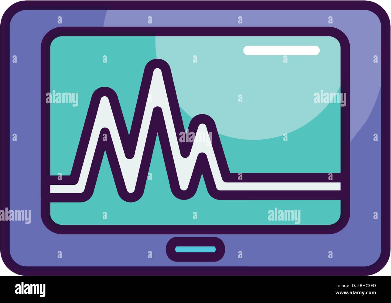 cardio monitor device icon over white background, line color style ...