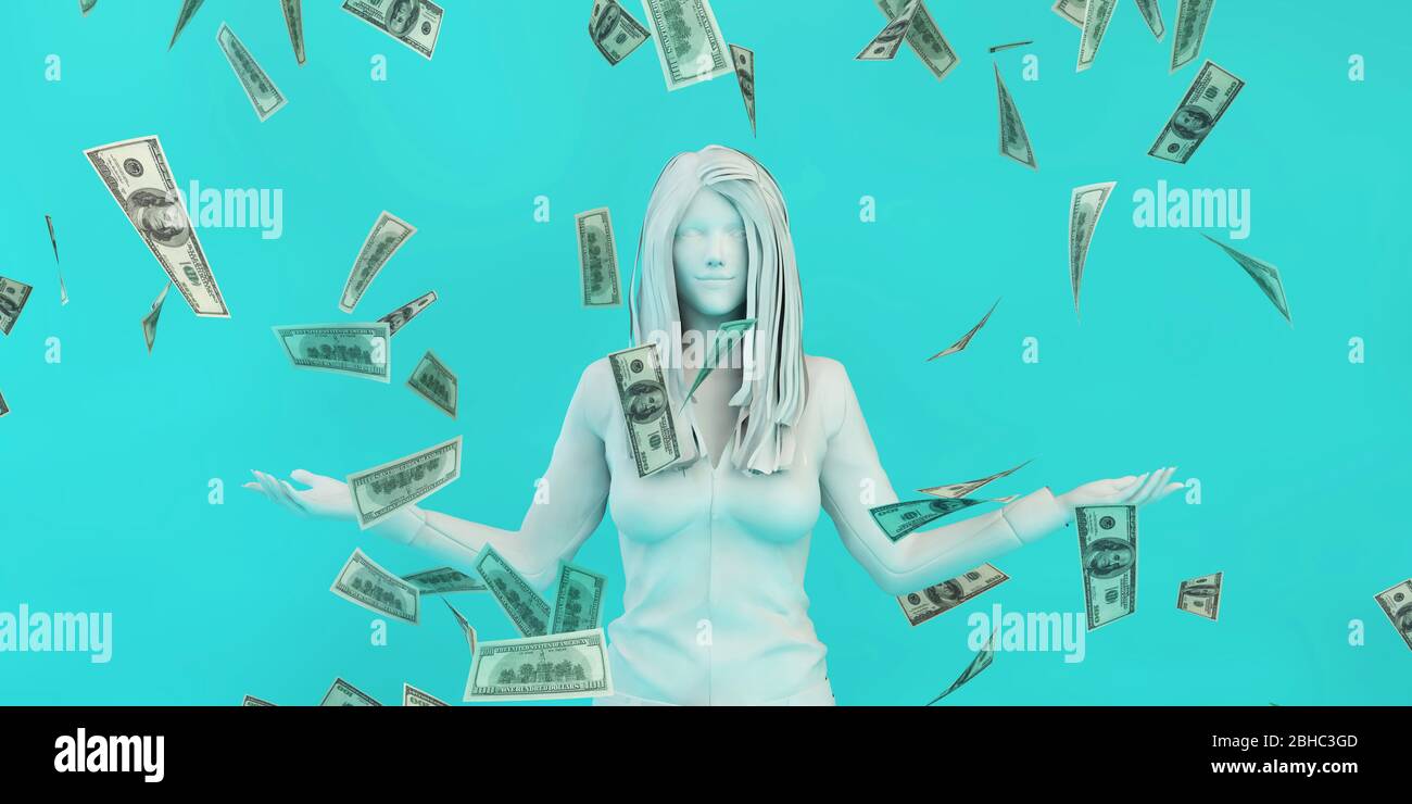 Instant Success with Business Woman Catching Money Stock Photo - Alamy