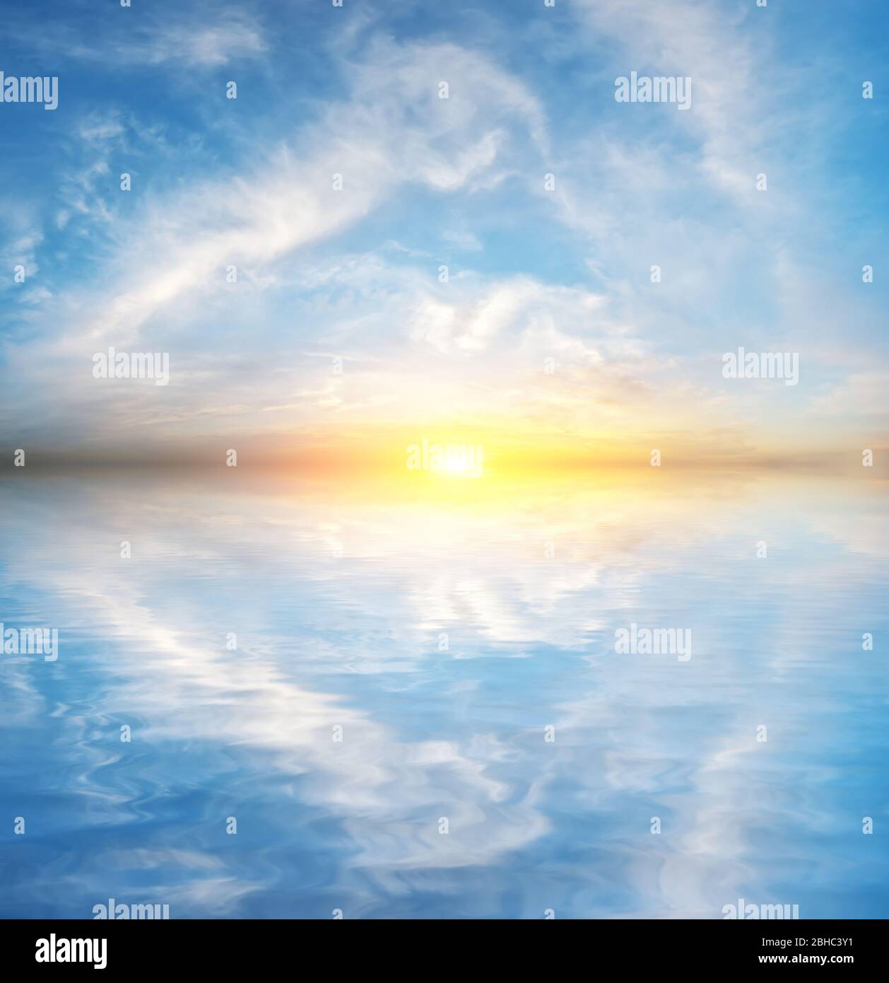 Sky background and water reflection on sunset. Nature composition Stock ...