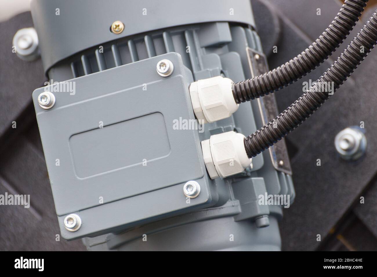 Electrical box with connected cables. Detail and part of electric ...