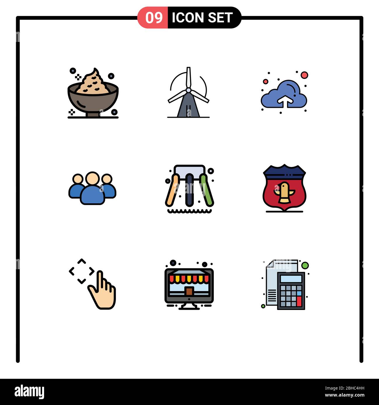 Set of 9 Modern UI Icons Symbols Signs for water, team, power, users ...