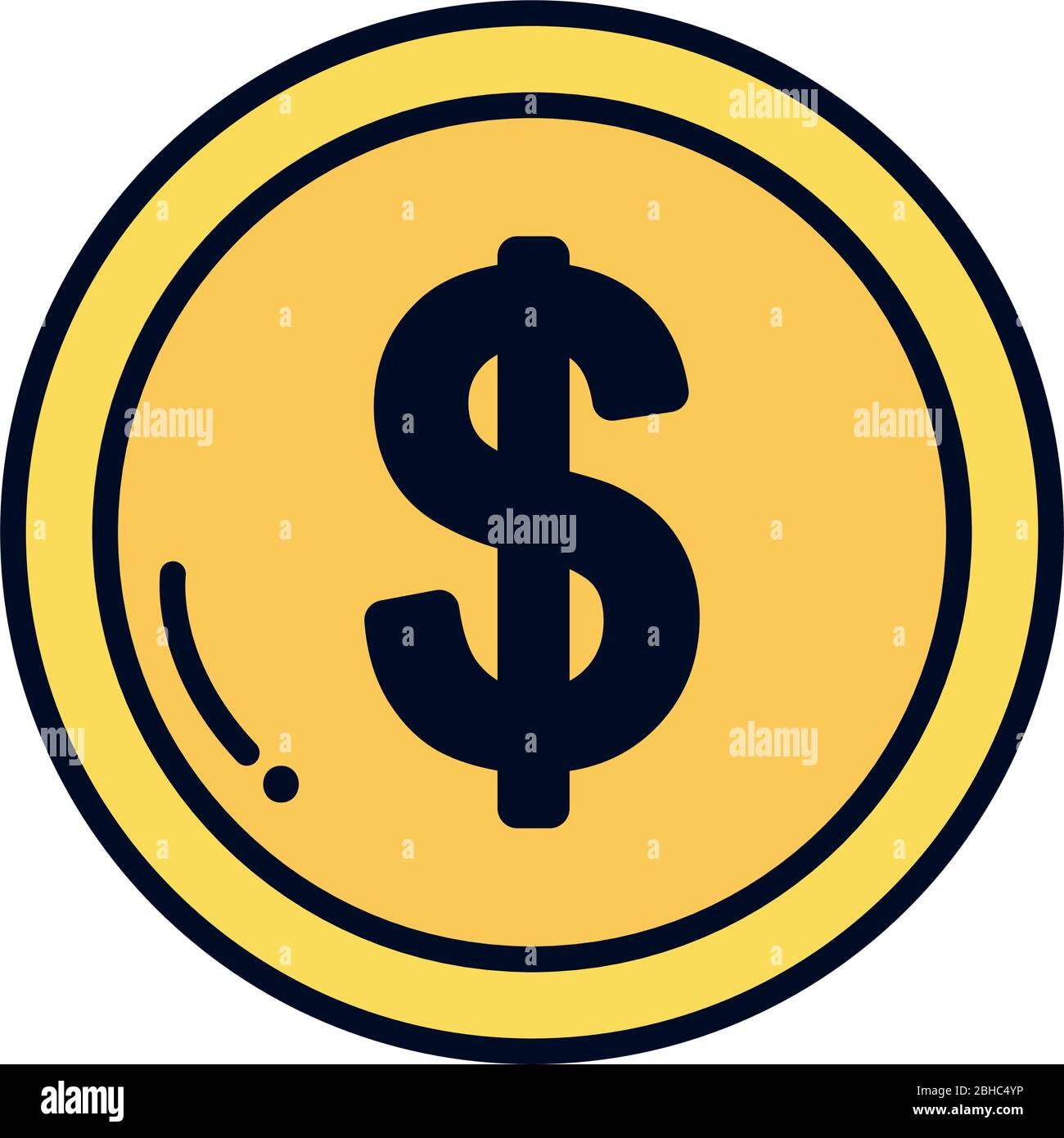money coin icon over white background, color line style, vector ...