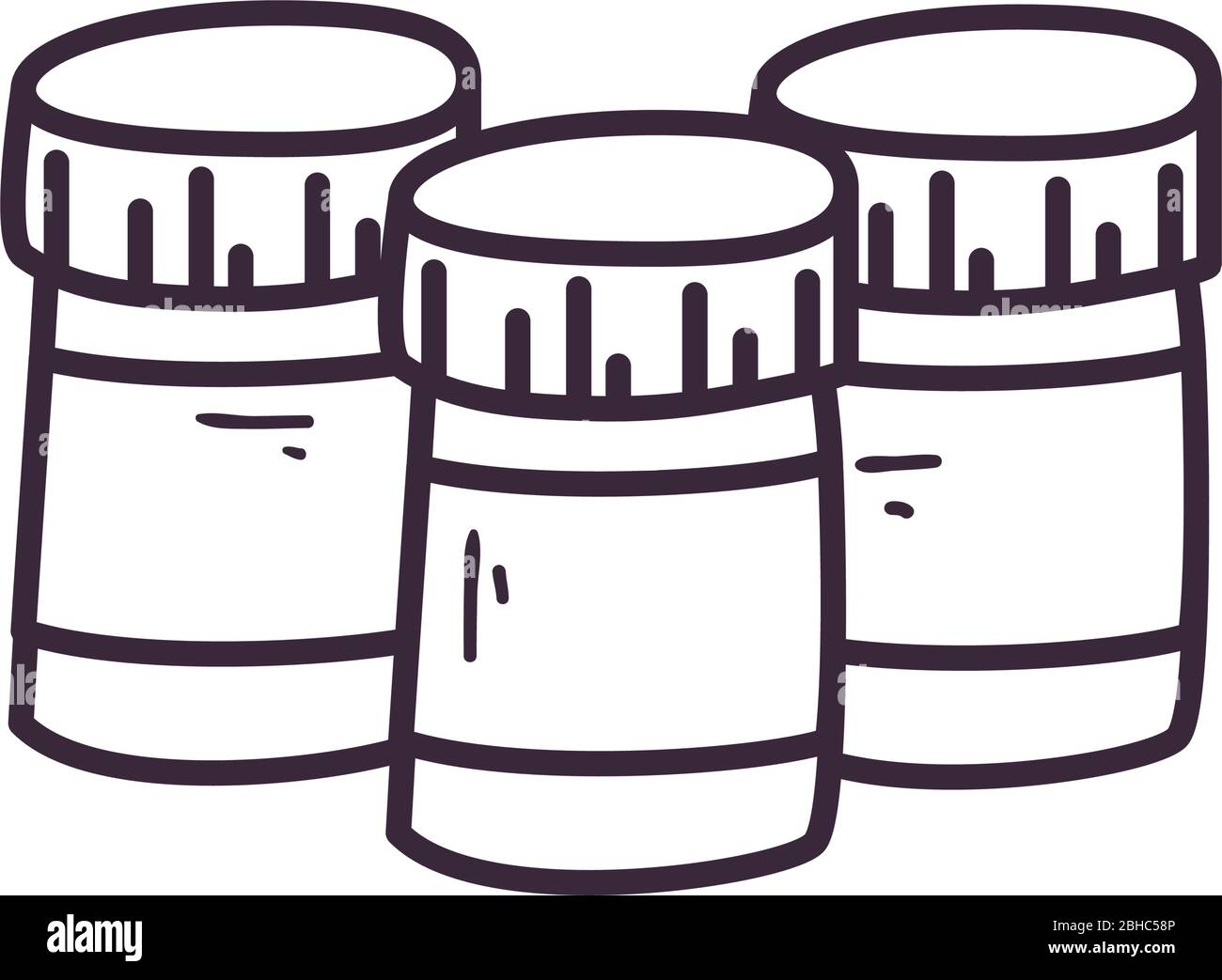 Paint jars and brush line style icon design, Art creativity school ...
