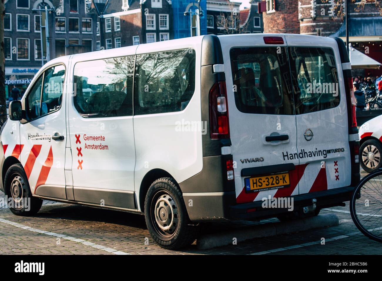 Amsterdam Netherlands April 8, 2019 View of a Dutch police car parked ...