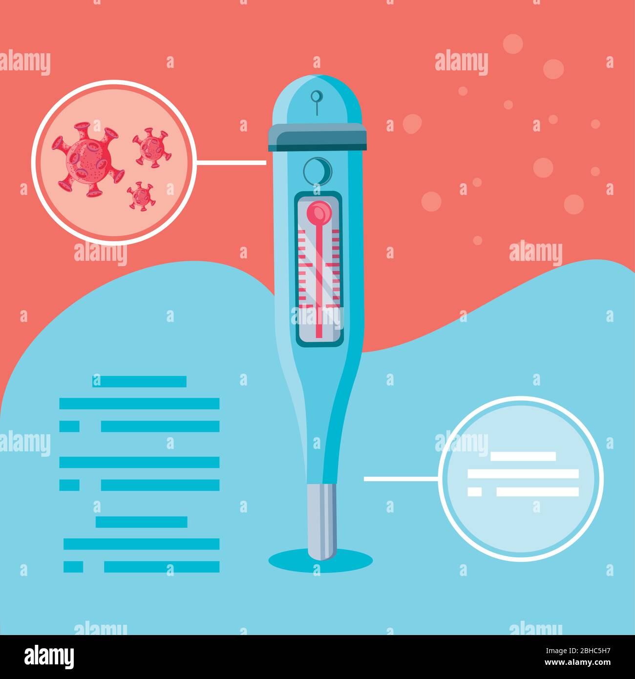 infographic with thermometer, prevention of coronavirus vector ...
