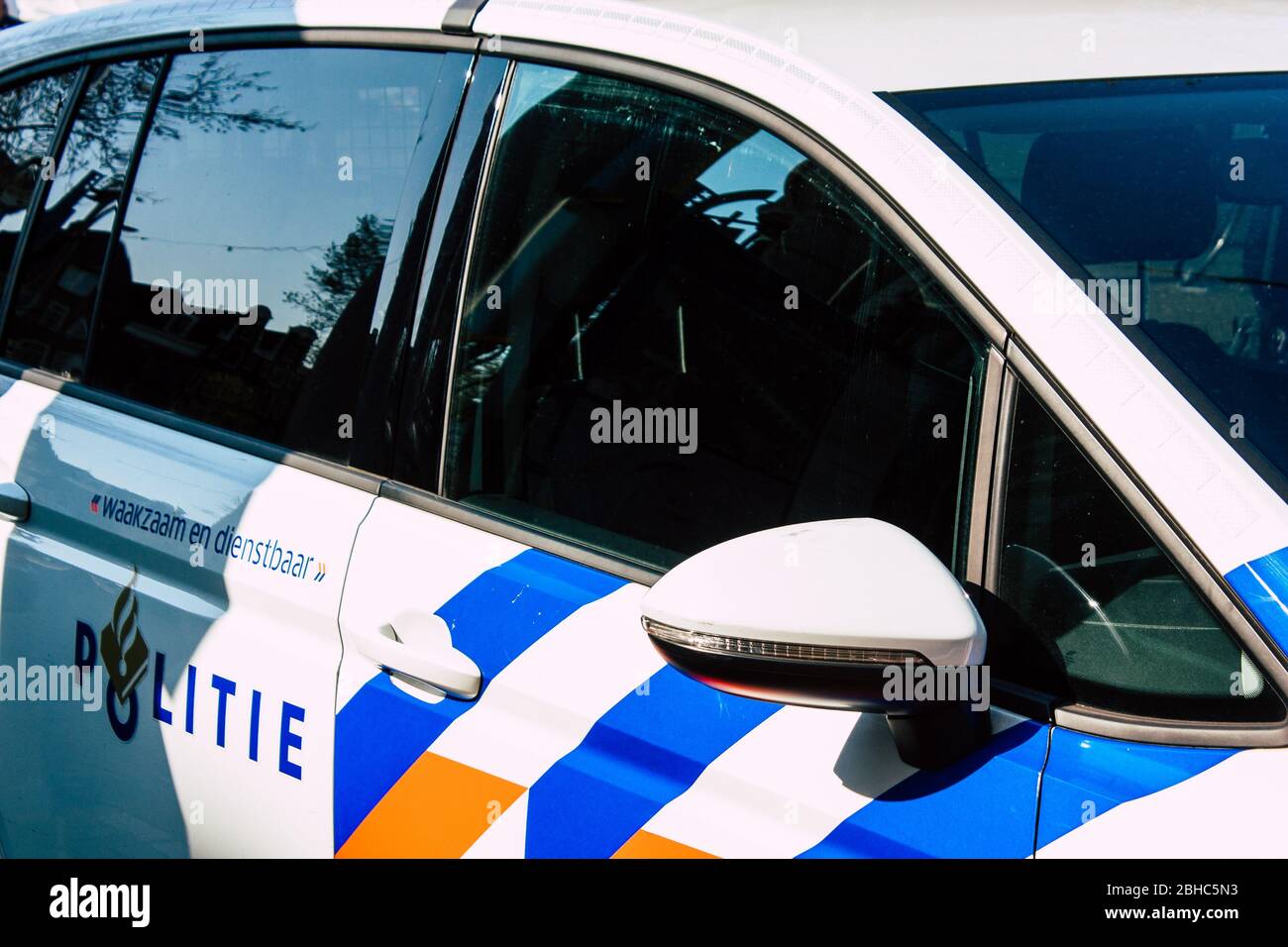 Amsterdam Netherlands April 8, 2019 View of a Dutch police car parked ...