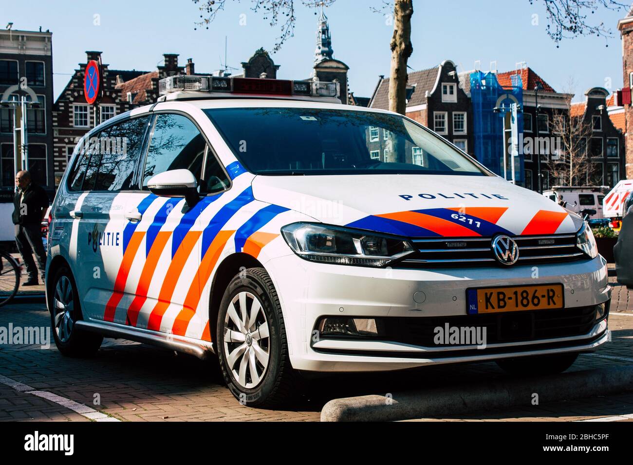 Amsterdam Netherlands April 8, 2019 View of a Dutch police car parked ...