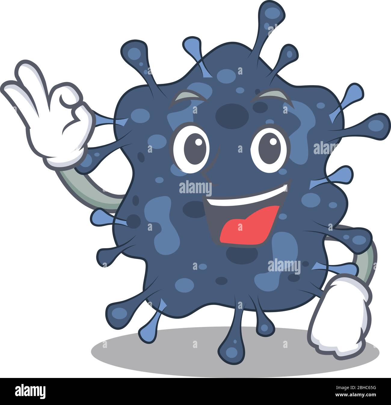 Bacteria neisseria mascot design style with an Okay gesture finger ...