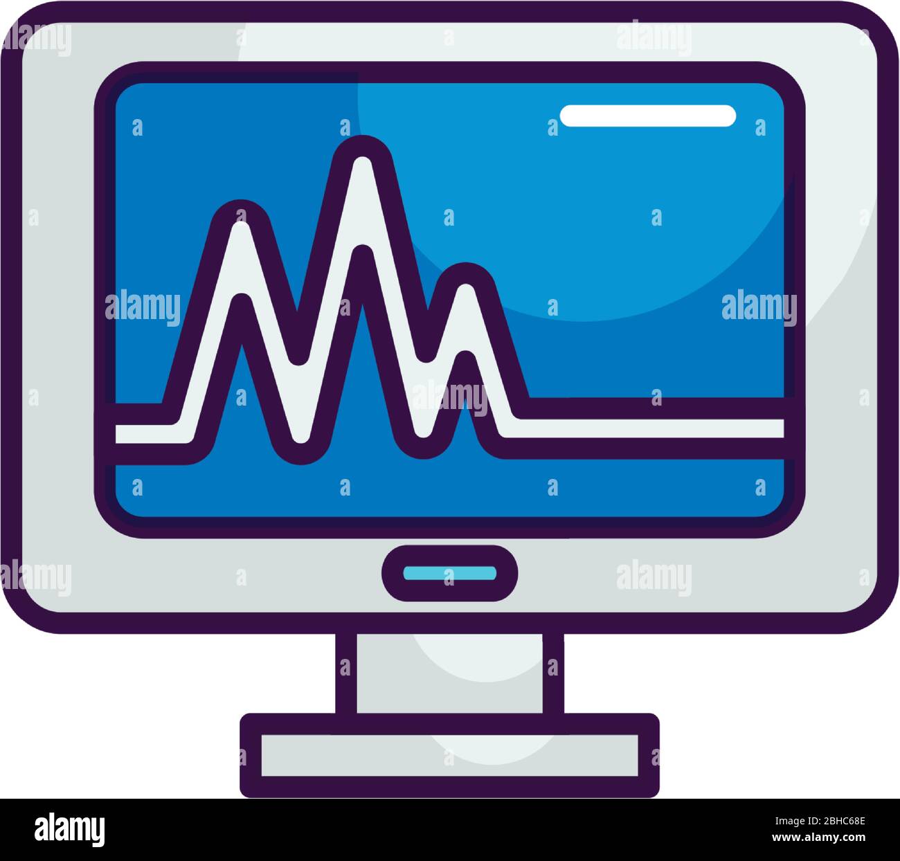 cardio monitor icon over white background, line color style, vector ...
