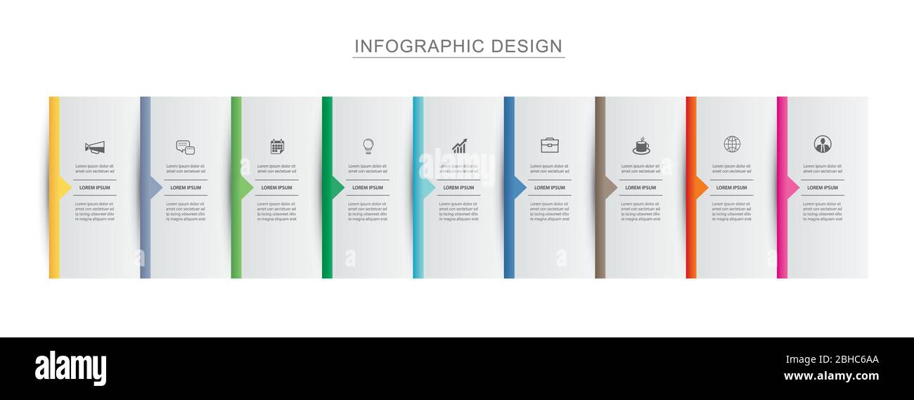 9 data infographics tab paper index template. Vector illustration ...