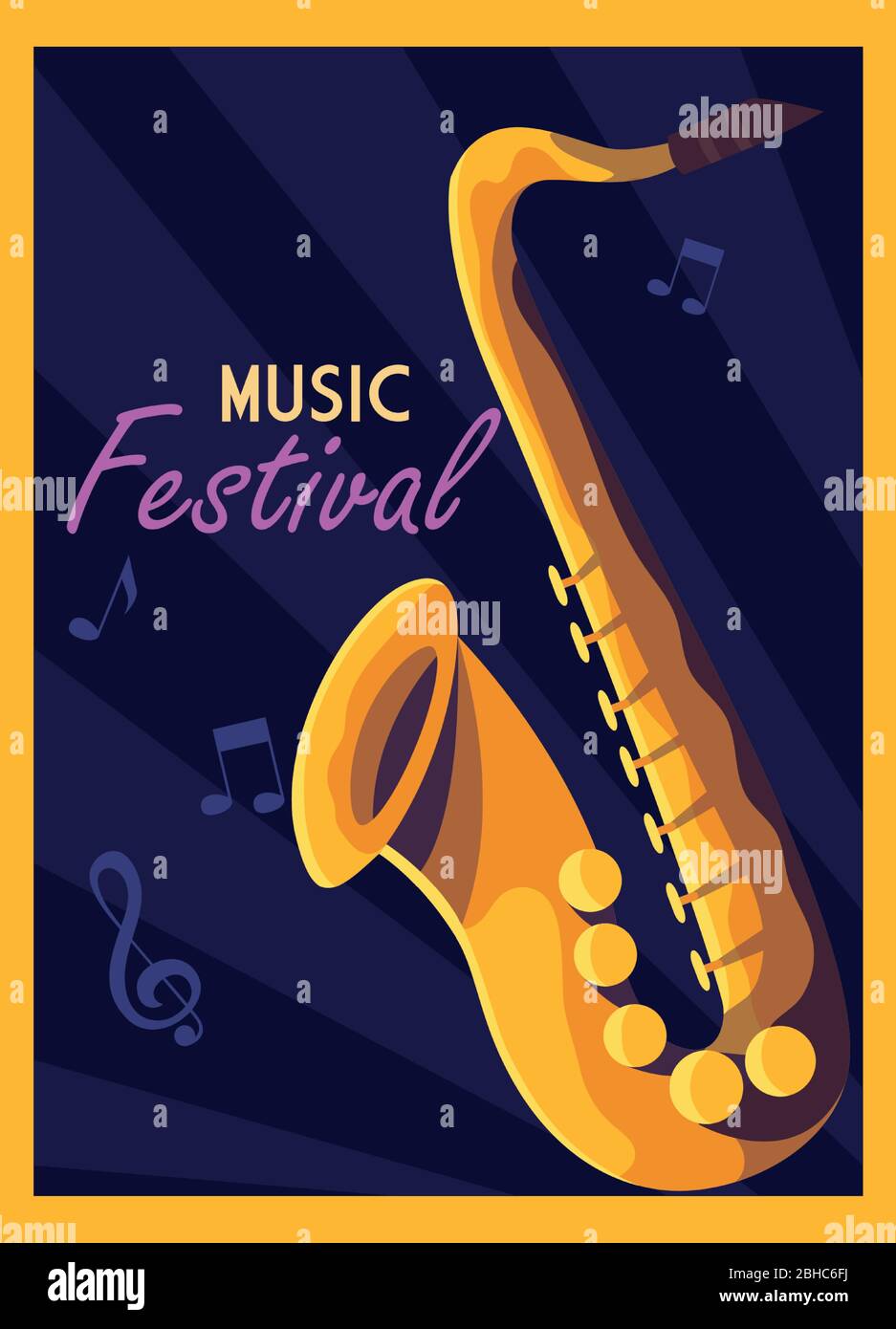 poster music festival with musical instrument vector illustration ...