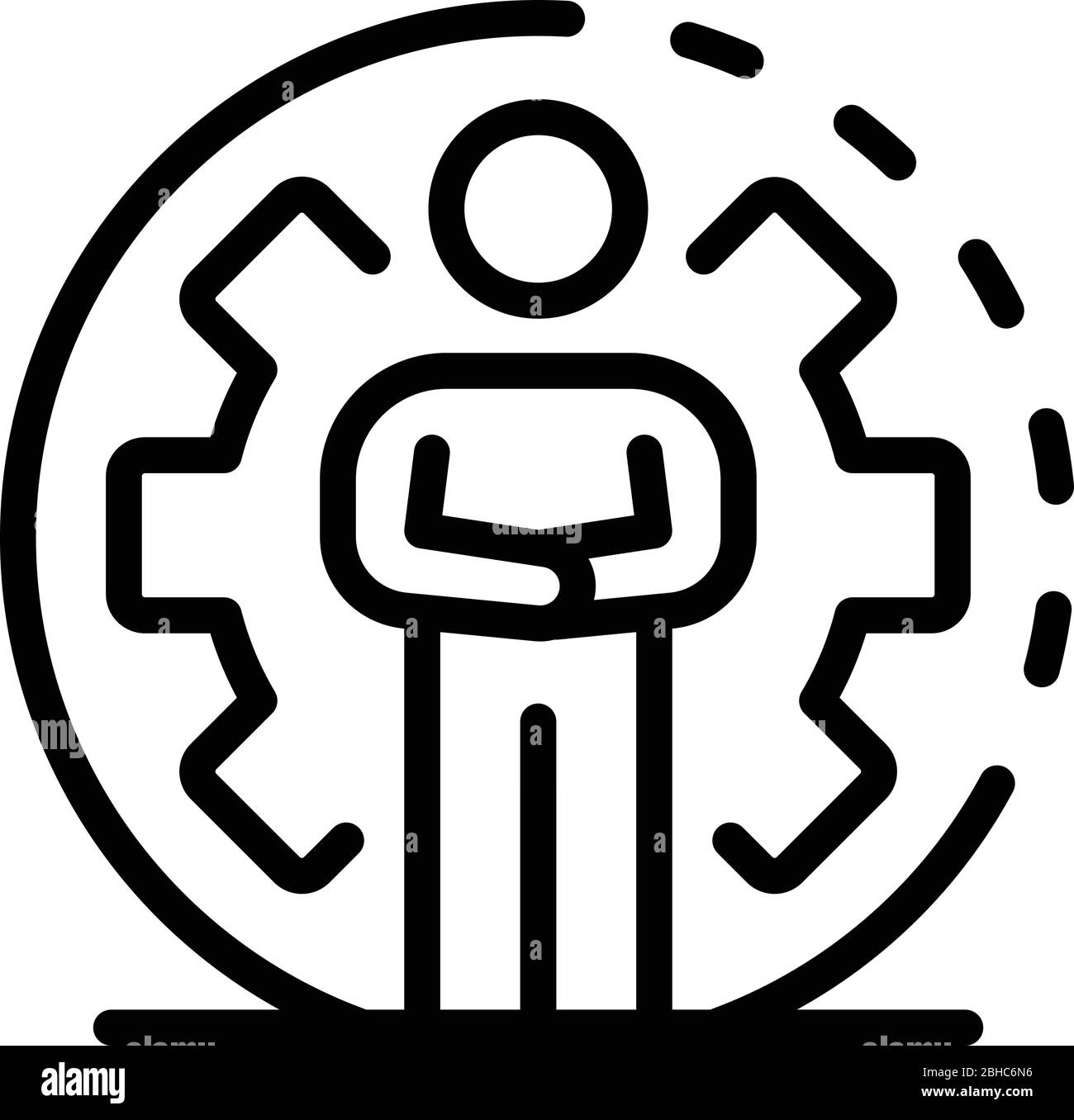 Man character inside gear Cut Out Stock Images & Pictures - Alamy