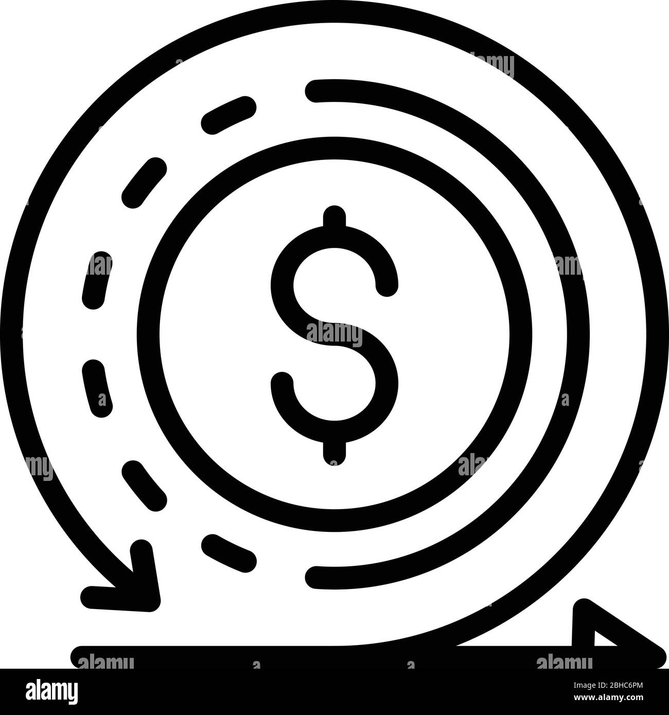 Dollar and circular arrow icon, outline style Stock Vector Image & Art ...
