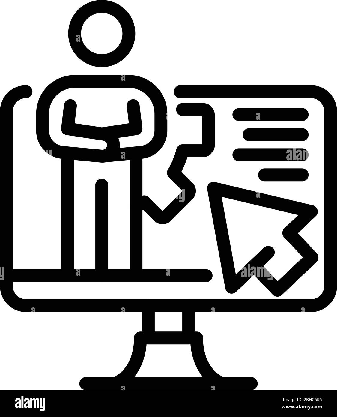 View back of man computer screen Cut Out Stock Images & Pictures - Alamy