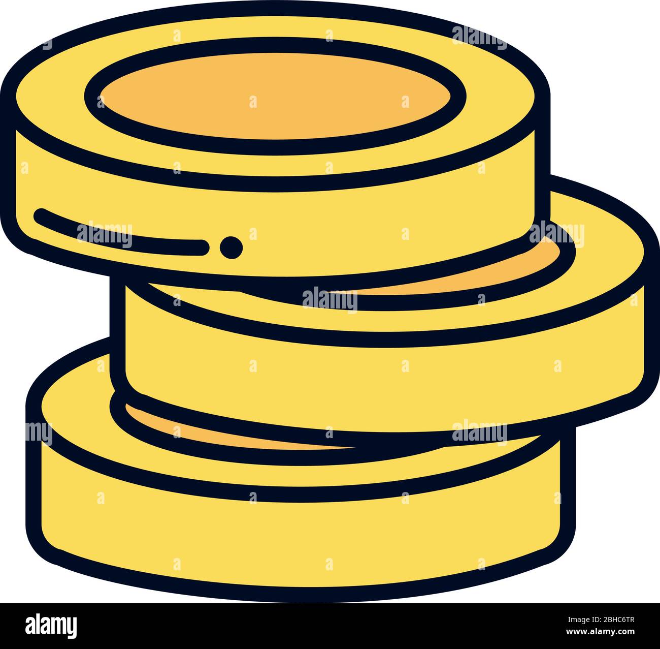 money coins icon over white background, color line style, vector ...