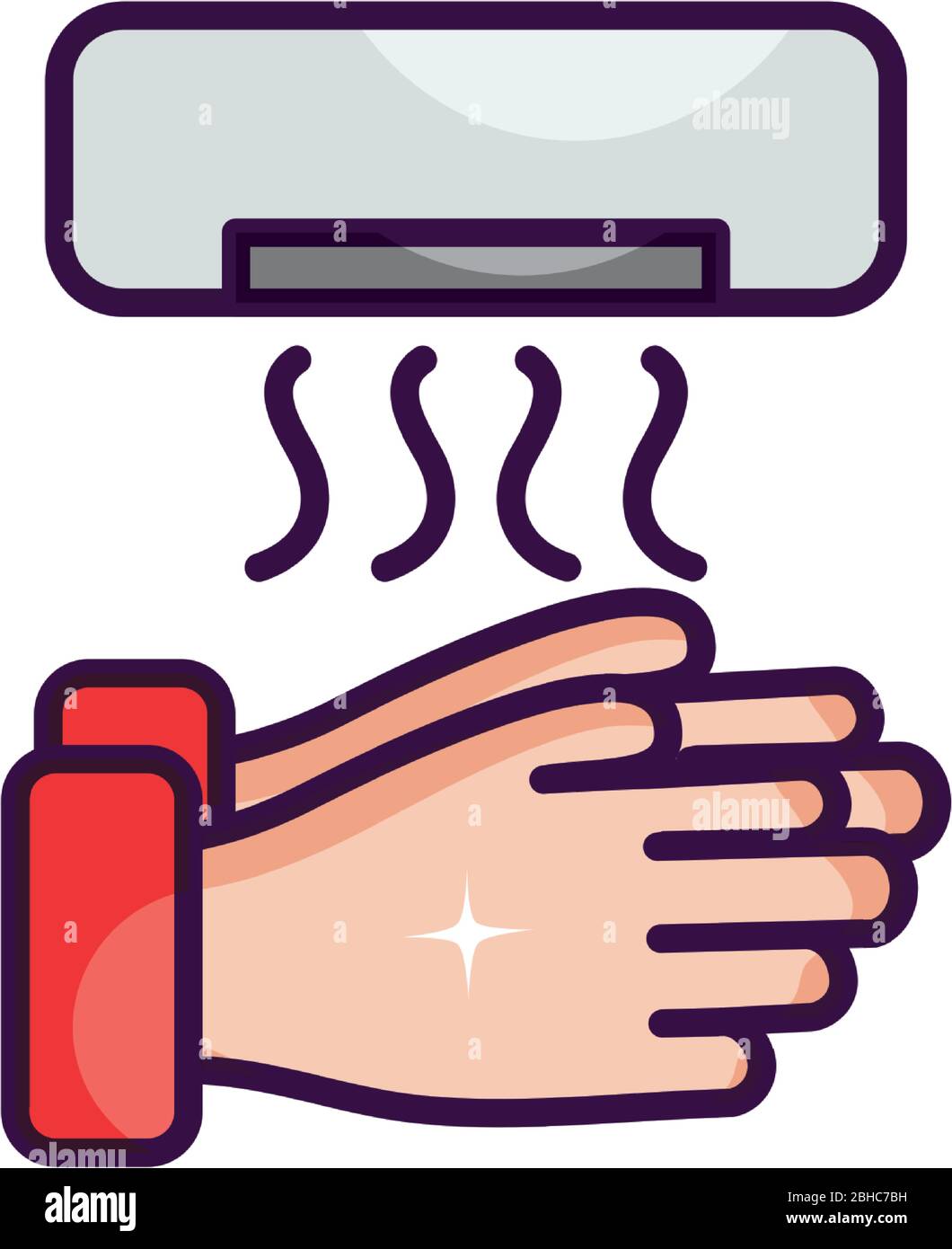 hand dryer icon over white background, line color style, vector ...