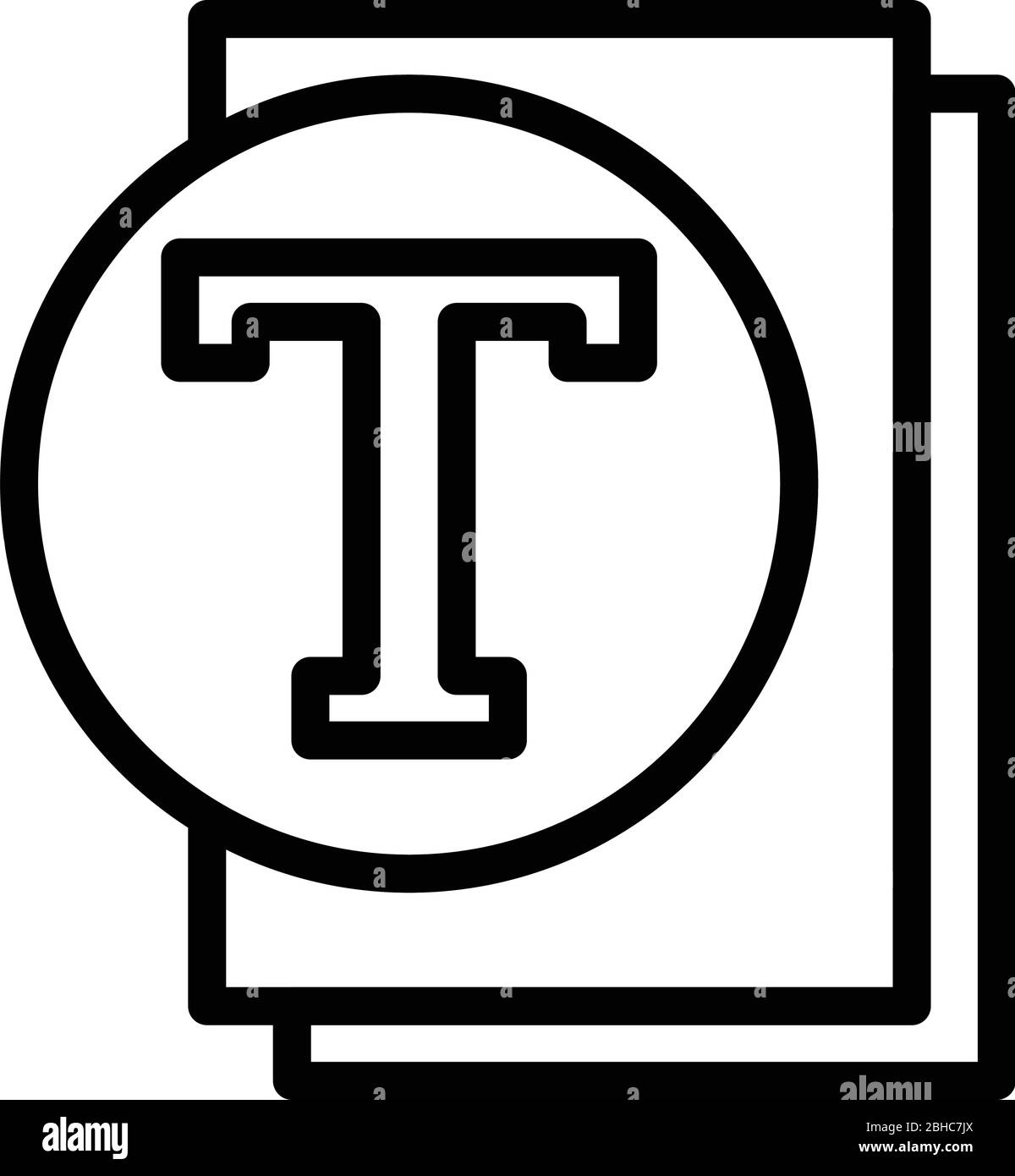 Sheets of paper and letter t icon, outline style Stock Vector Image ...