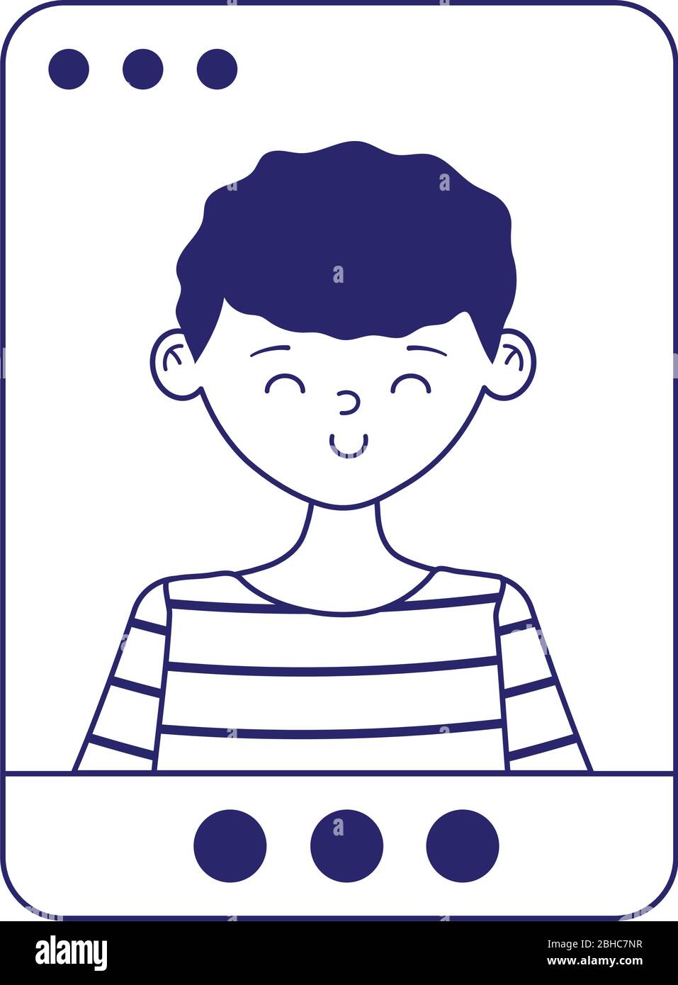 website young man meeting online isolated icon on white background ...