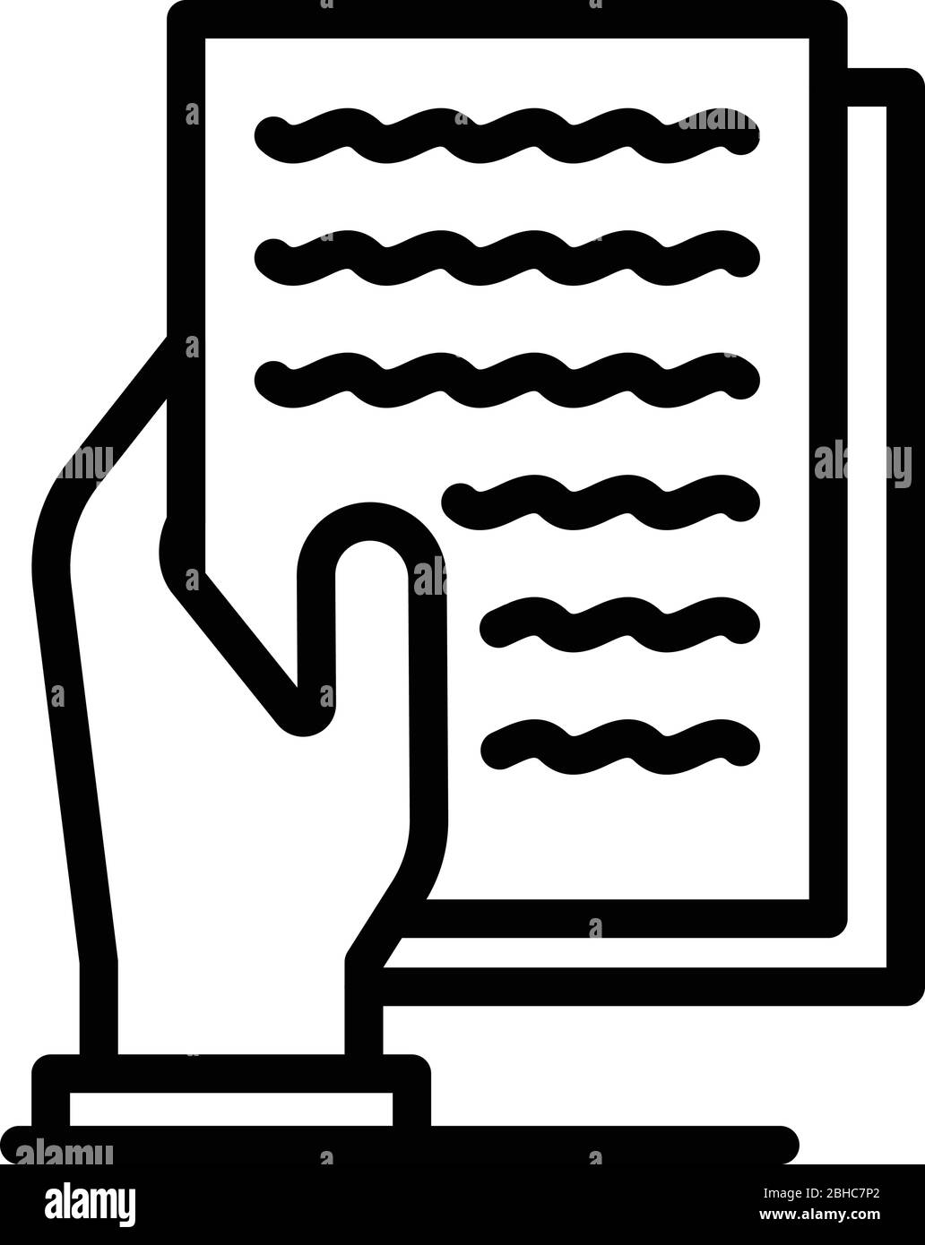 Handwritten sheets in hand icon, outline style Stock Vector Image & Art ...