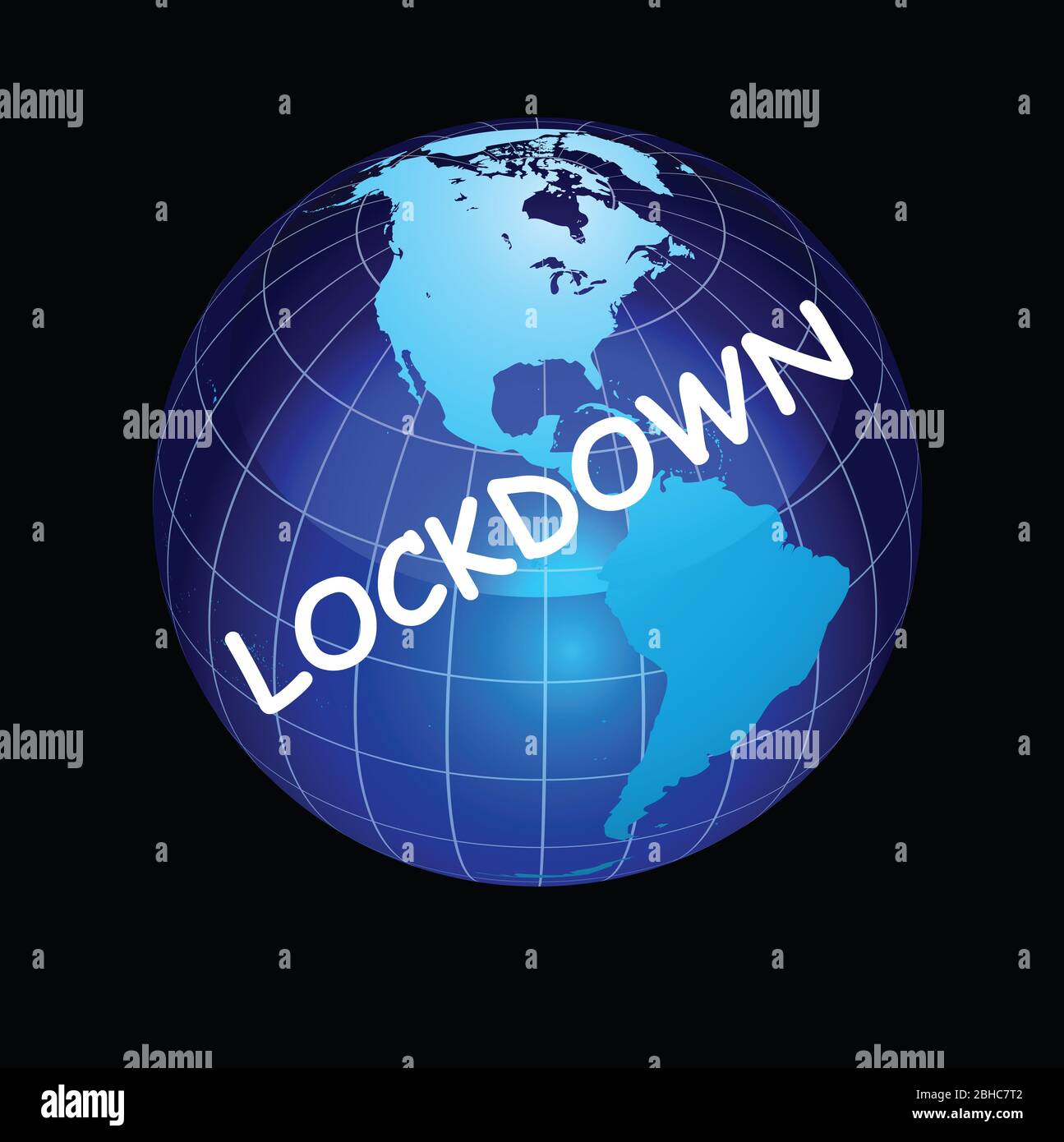Representation of worldwide lockdown due to pandemic on planet earth ...