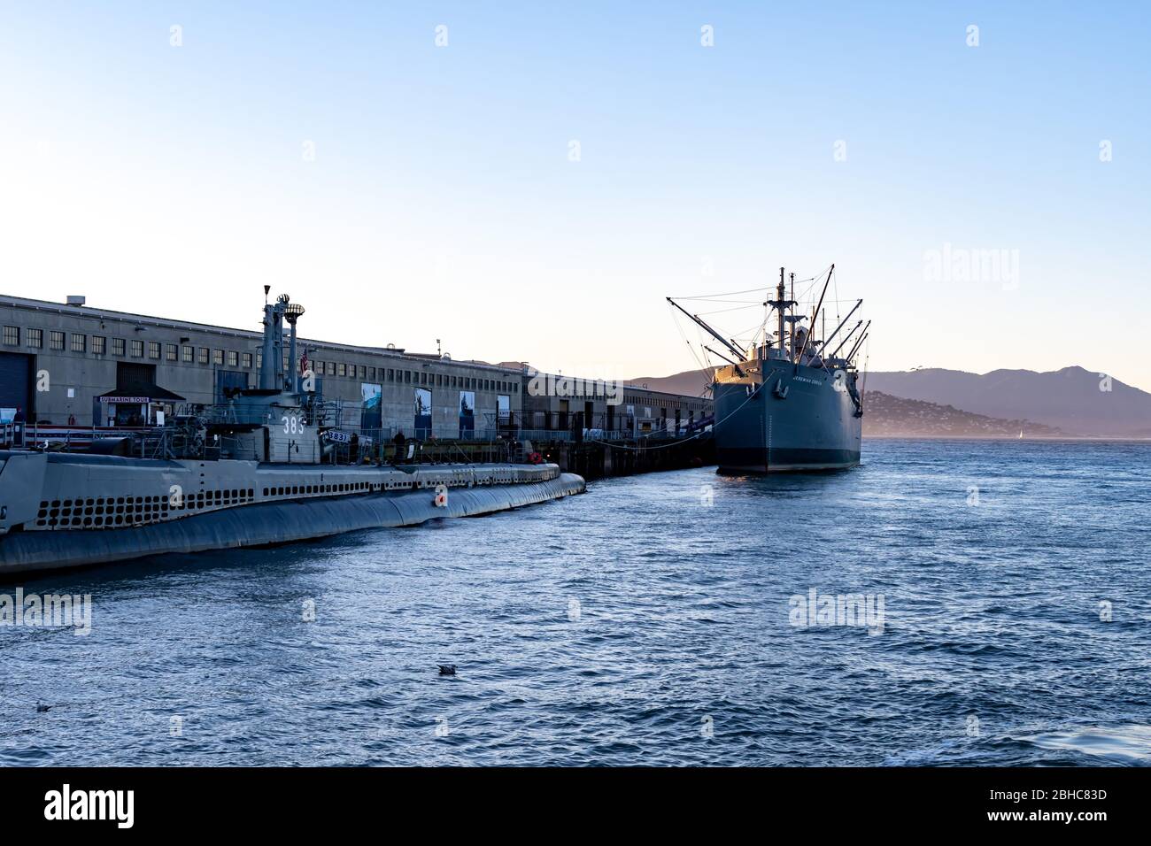 World war ii SS Jeremiah O'Brien war ship and submarine at the port of ...