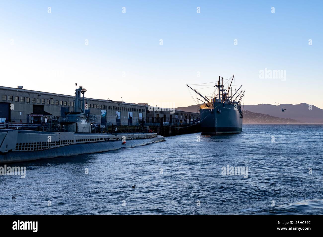 World war ii SS Jeremiah O'Brien war ship and submarine at the port of ...