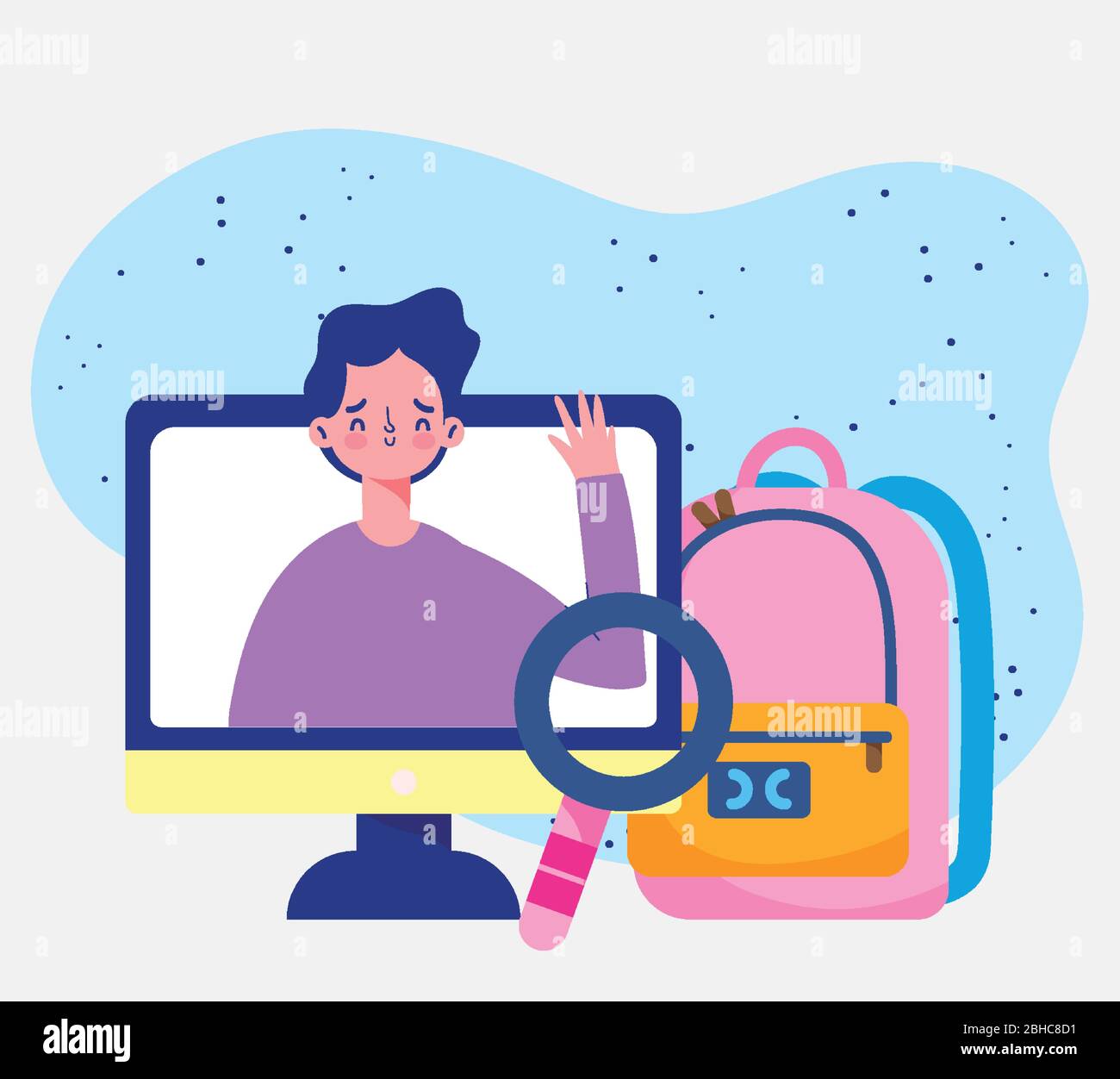 education online, screen computer student with backpack vector ...