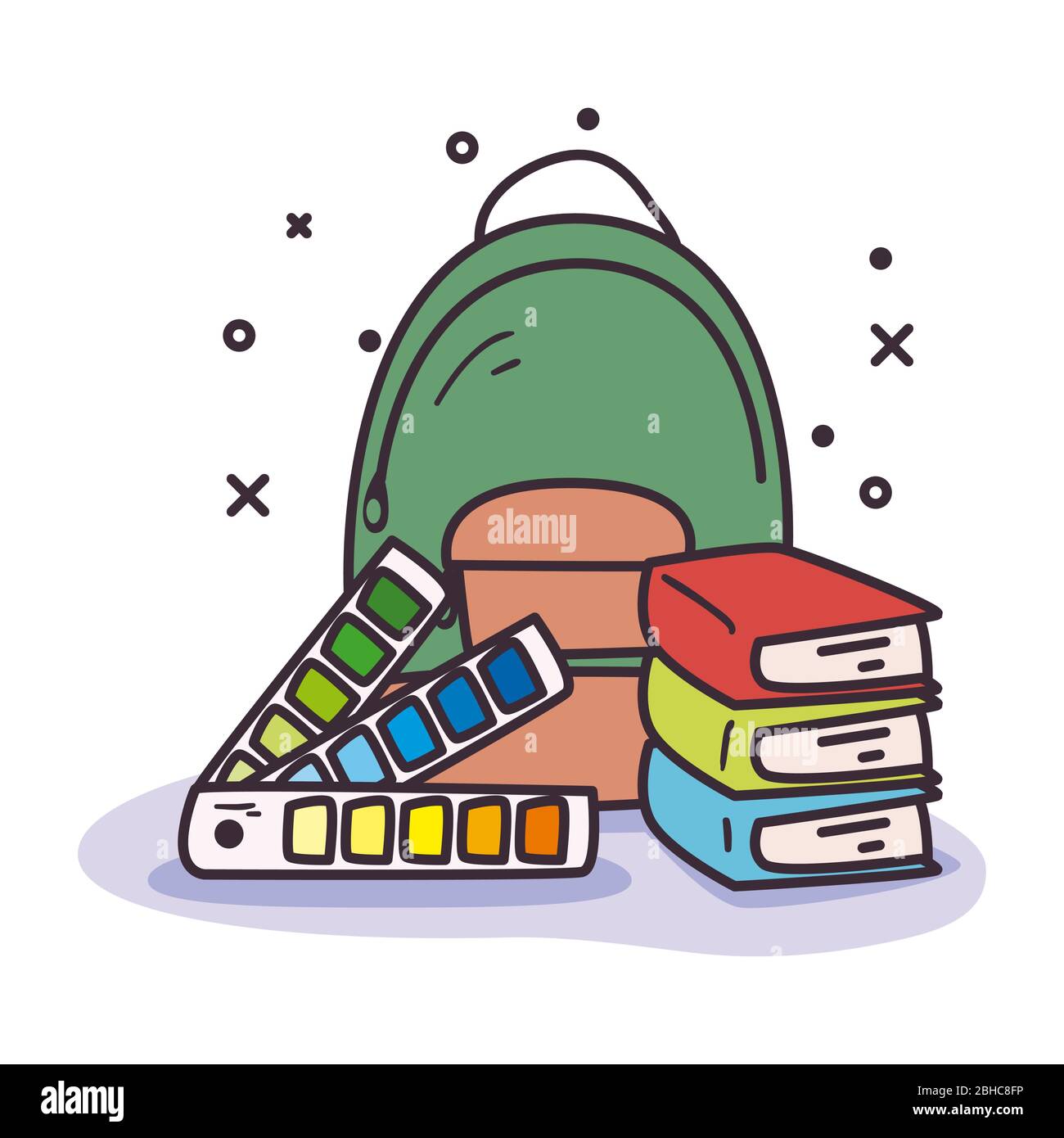Books colors palette and bag design, Creativity artk theme Vector ...