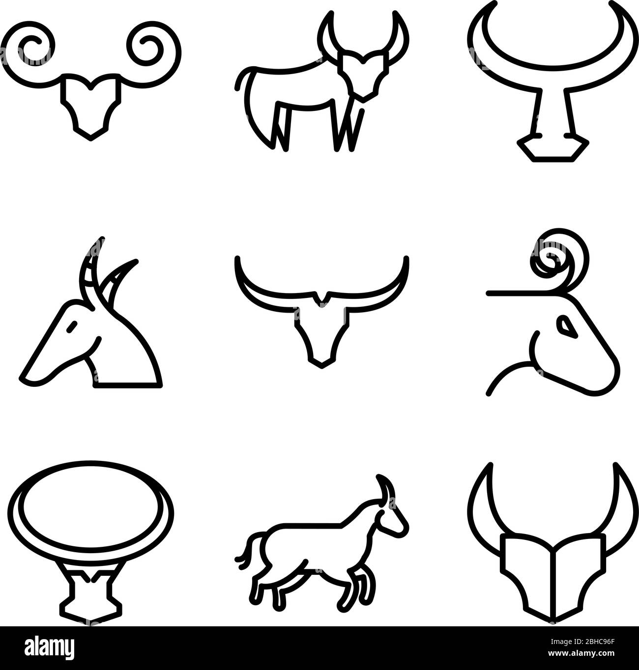 Wildebeest icons set, outline style Stock Vector Image & Art - Alamy